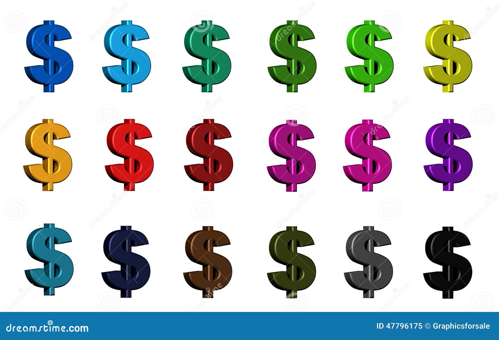 American Dollar Symbol - Various Colors Stock Illustration ...