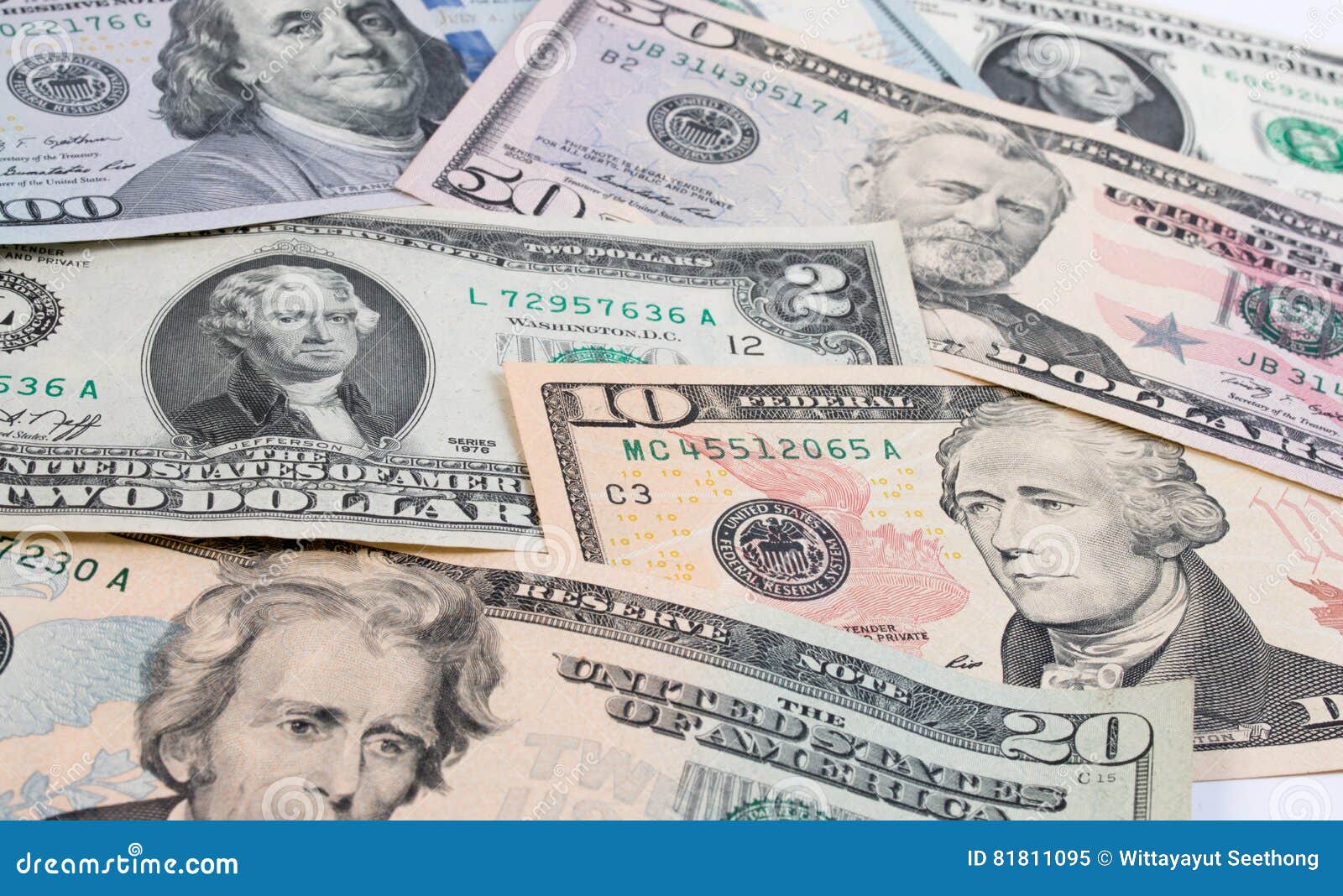 American Dollar or US Dollar Banknote on Table. Stock Image - Image of ...