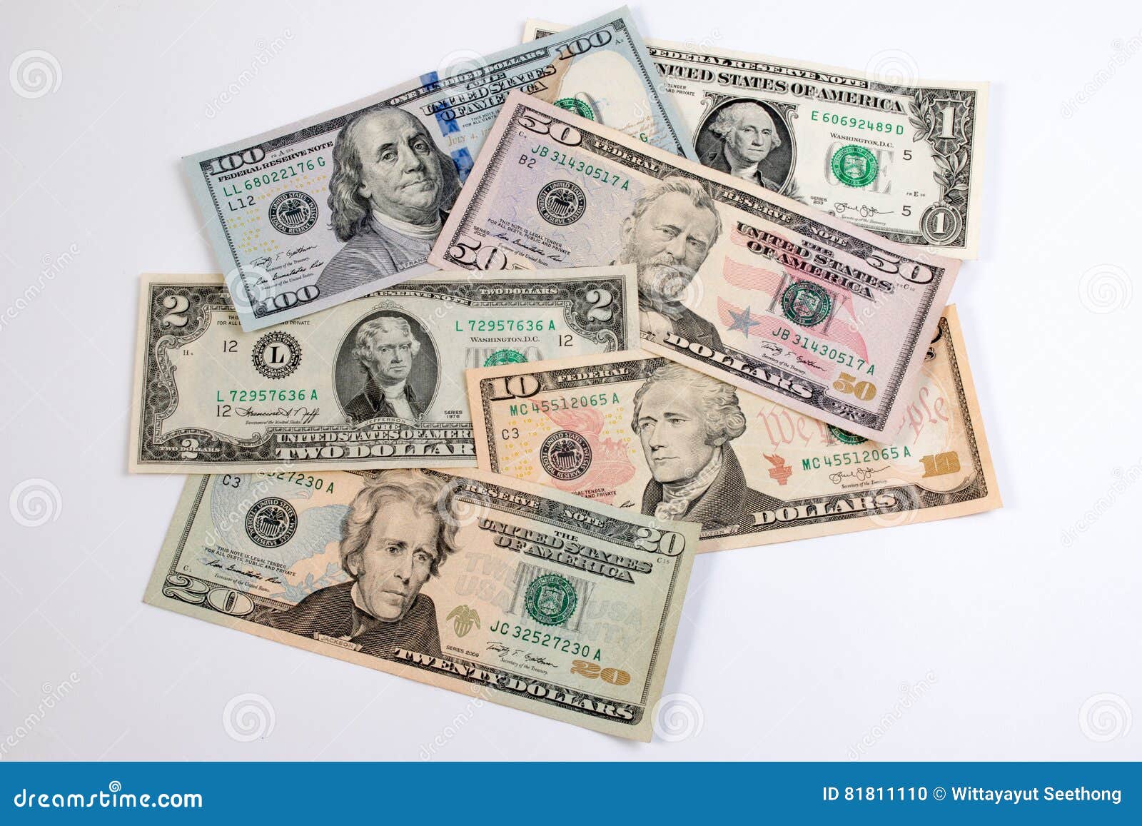 American Dollar or US Dollar Banknote on Table. Stock Photo - Image of ...
