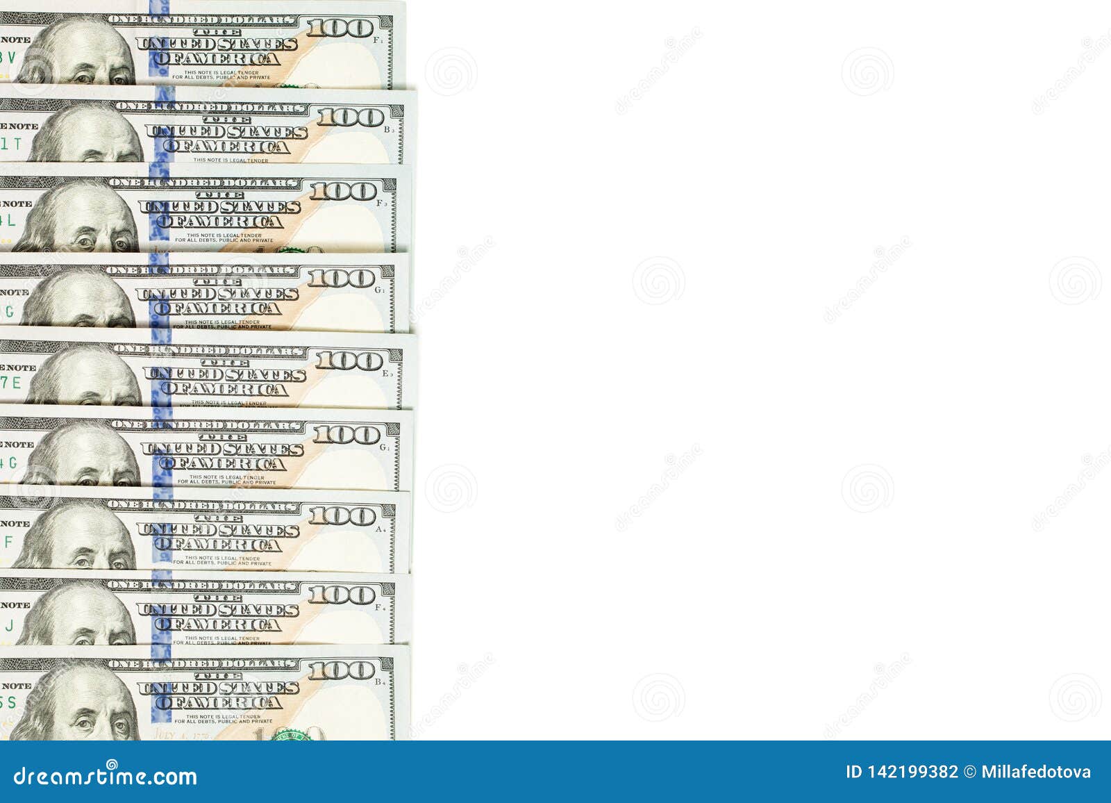 American Dollars 100 Banknote Border Isolated Stock Photo - Image of ...