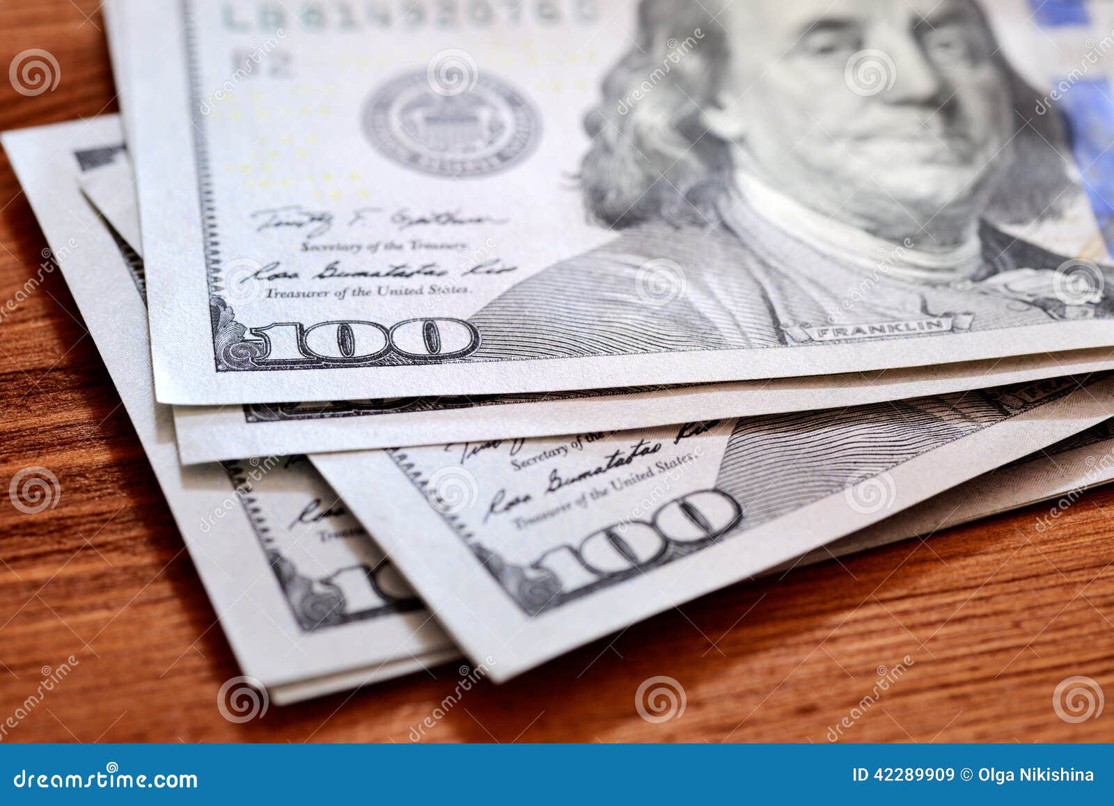 American Dollars Banknotes on Wooden Table Stock Image - Image of ...