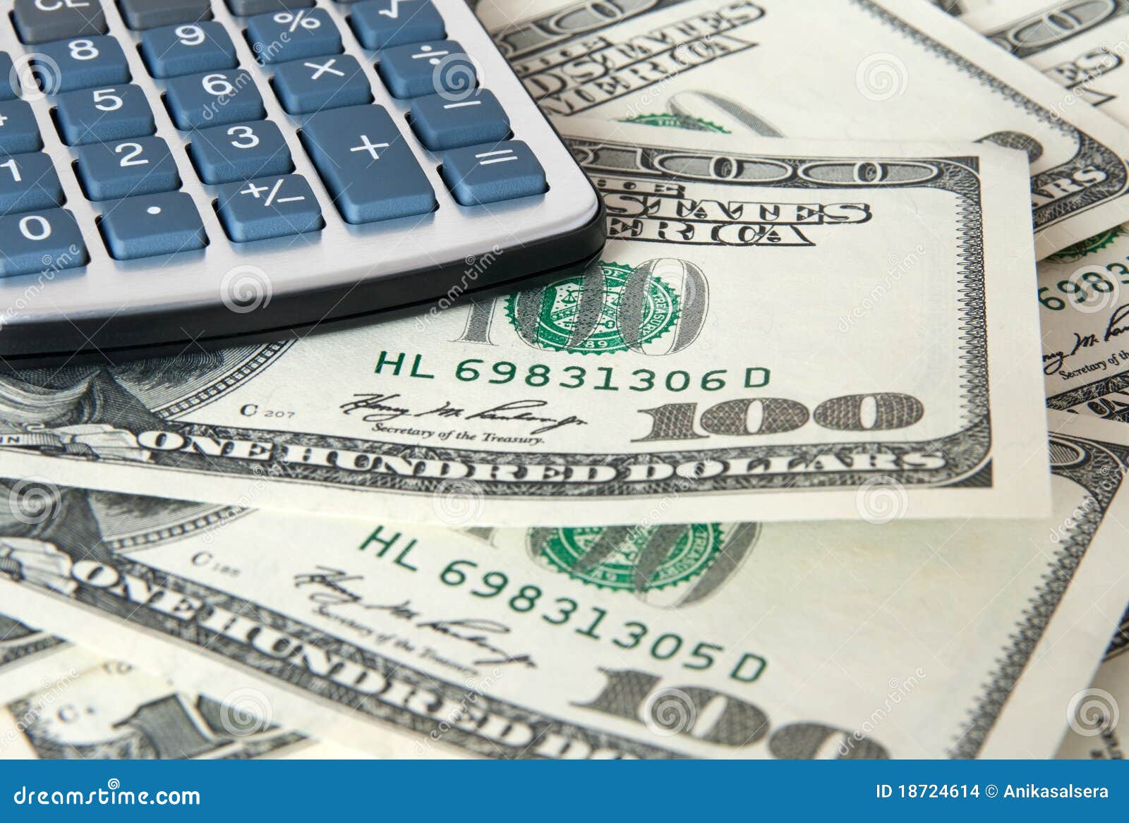 American Dollars and Calculator Close-up Stock Photo - Image of paper ...