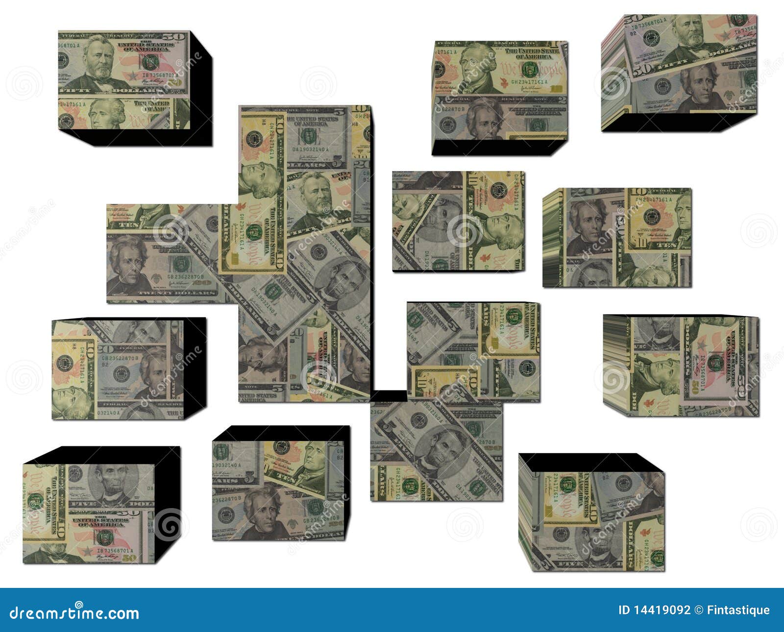 American dollars on cubes stock illustration. Illustration of america ...