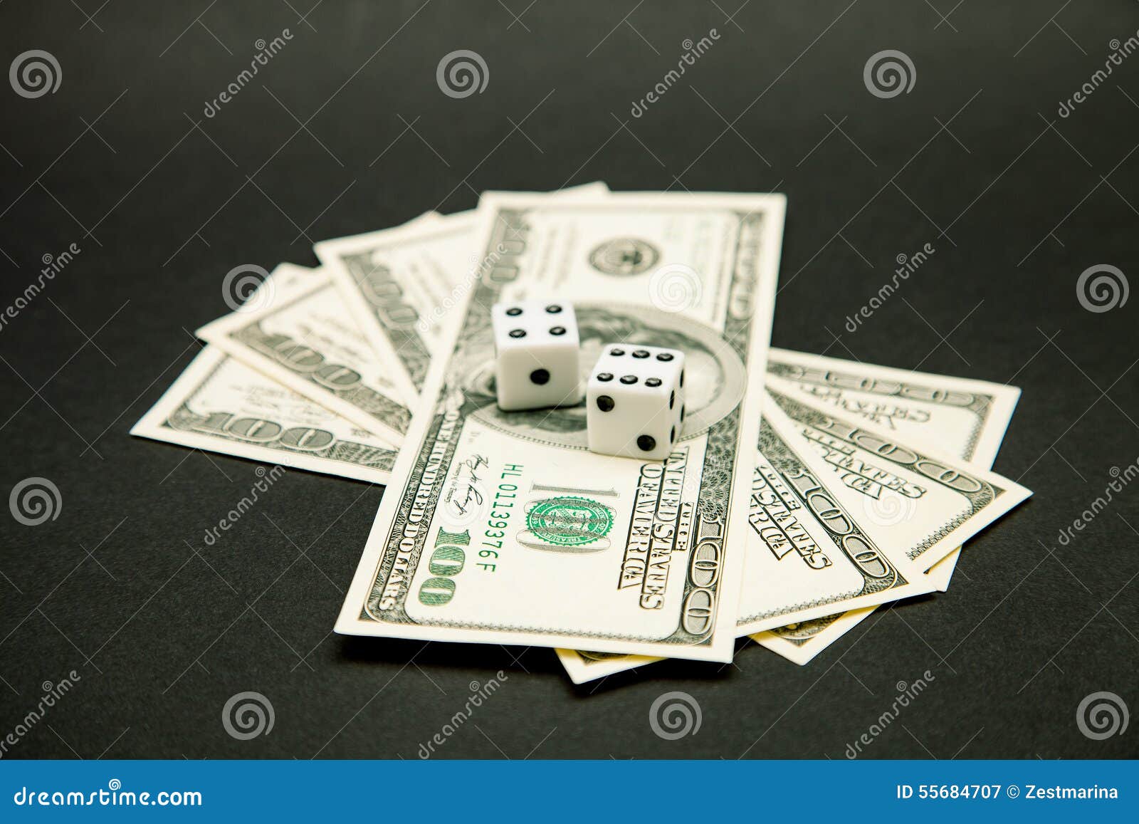 American dollars and dice stock image. Image of playing - 55684707