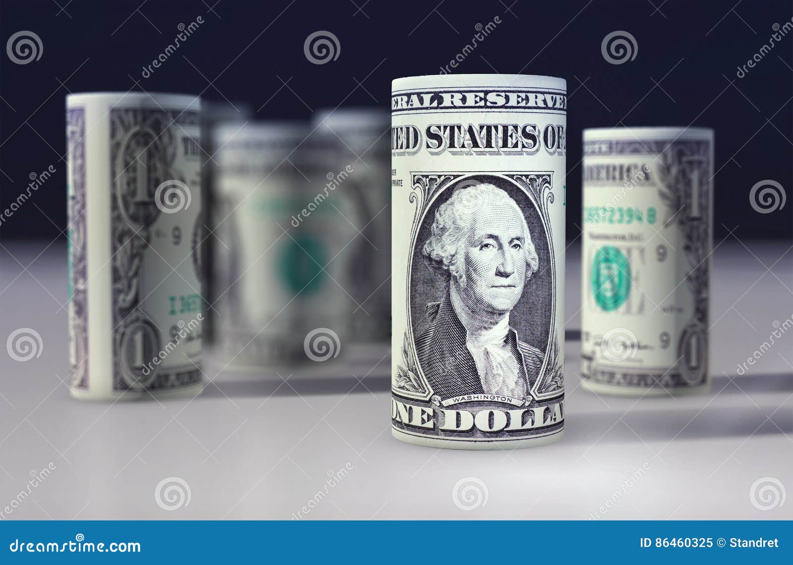 American 1 Dollars Greenback Rolled Up on the Black Stock Image - Image ...