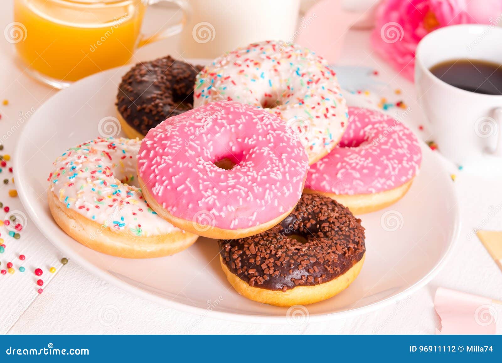 American donuts. stock photo. Image of bagel, icing, delicious - 96911112