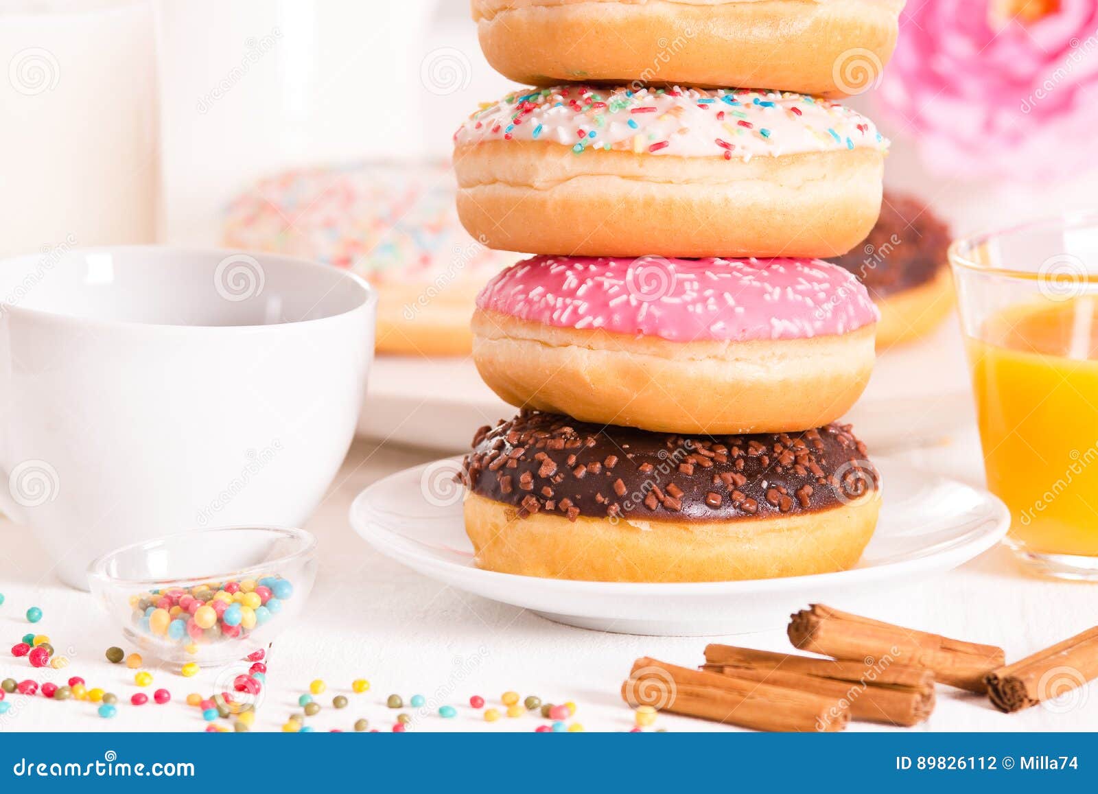 American donuts. stock photo. Image of cake, cocoa, breakfast - 89826112