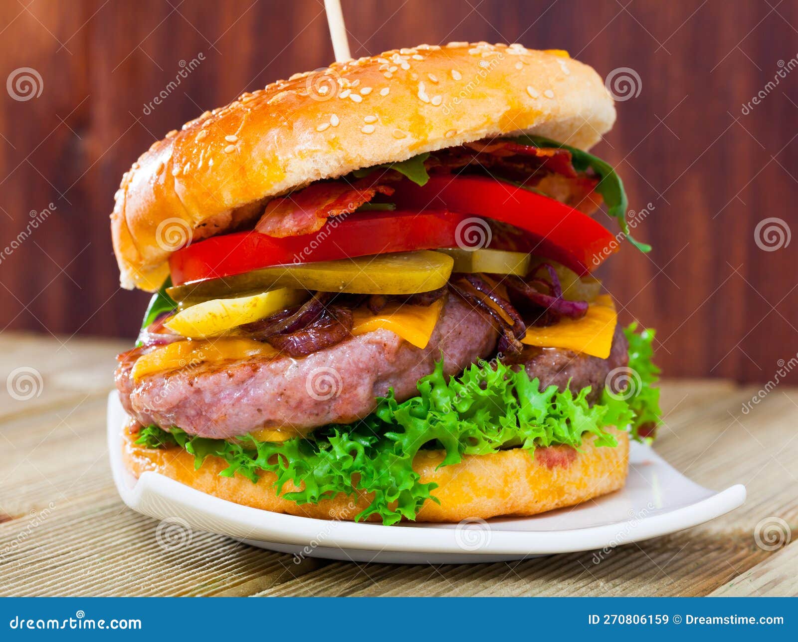 American Double Cheeseburger Stock Image - Image of home, grill: 270806159