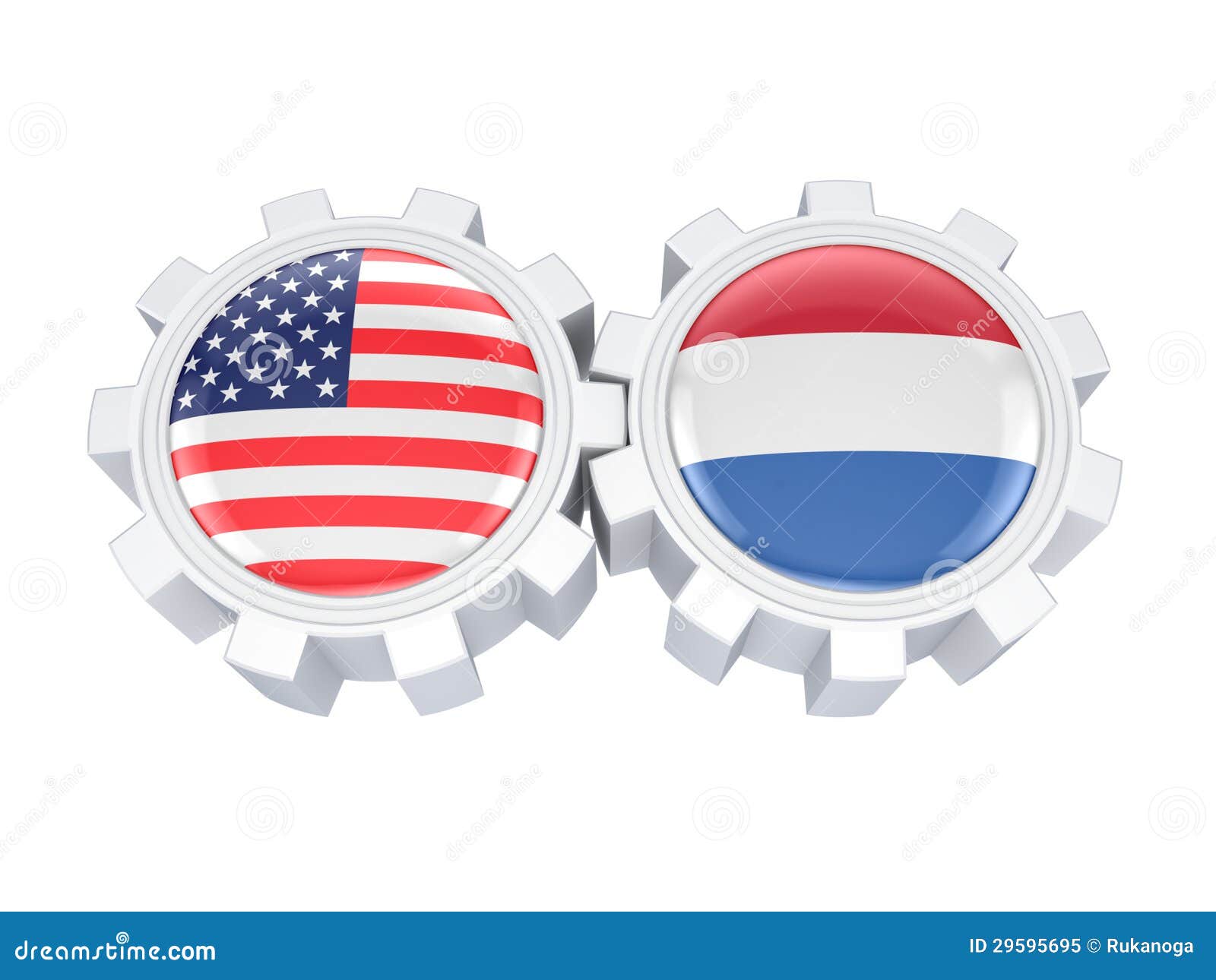 American and Dutch Flags on a Gears. Stock Illustration - Illustration ...
