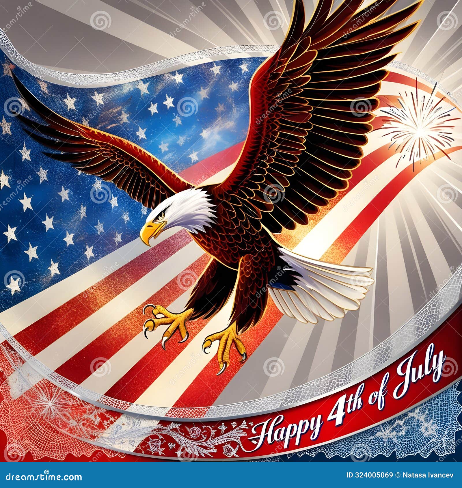 American Eagle with Flag - 4th Jule Stock Illustration - Illustration ...