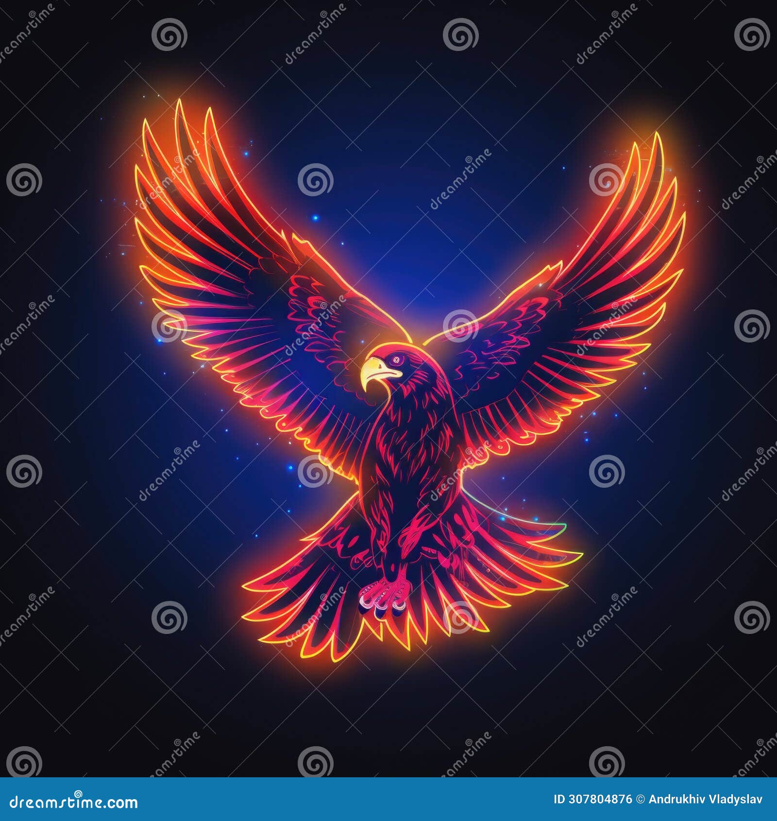 American Eagle. Neon Outline Icon with a Light Effect Stock ...