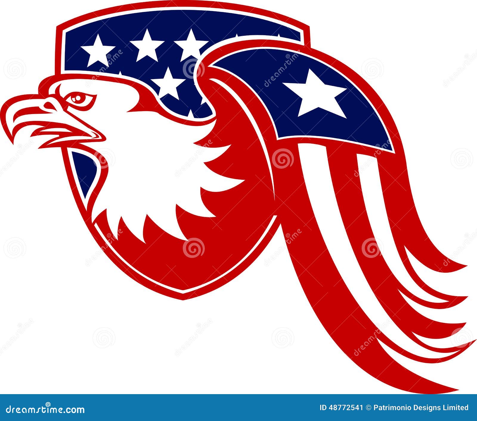American Eagle Stars and Stripes Flag Shield Retro Stock Vector ...