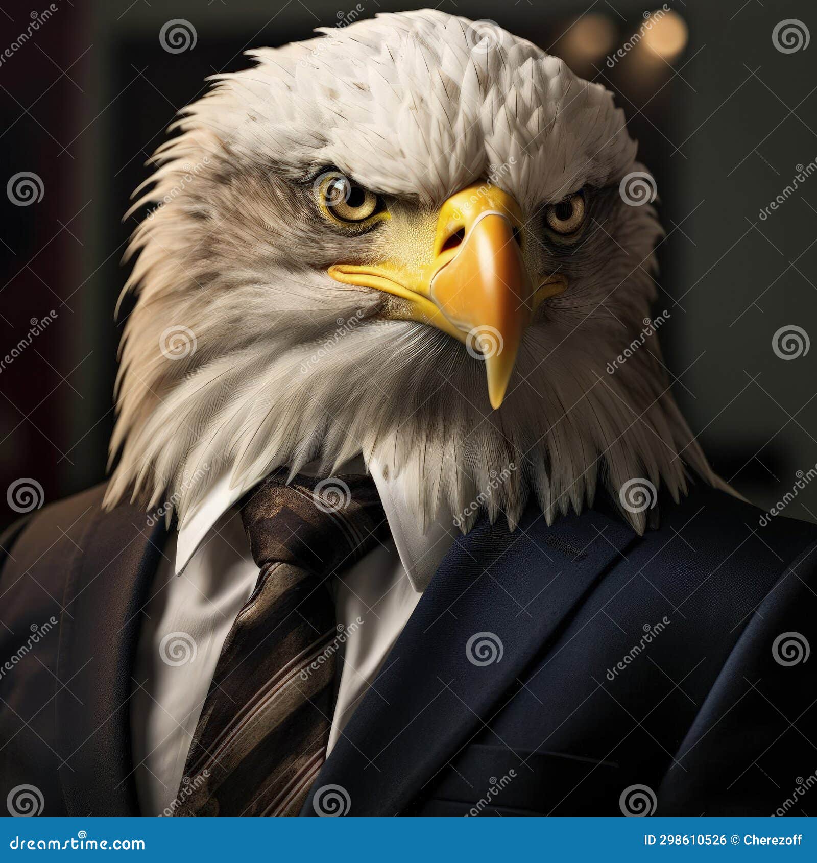 Eagle in suit and tie stock photo. Image of bird, rounds - 298610526