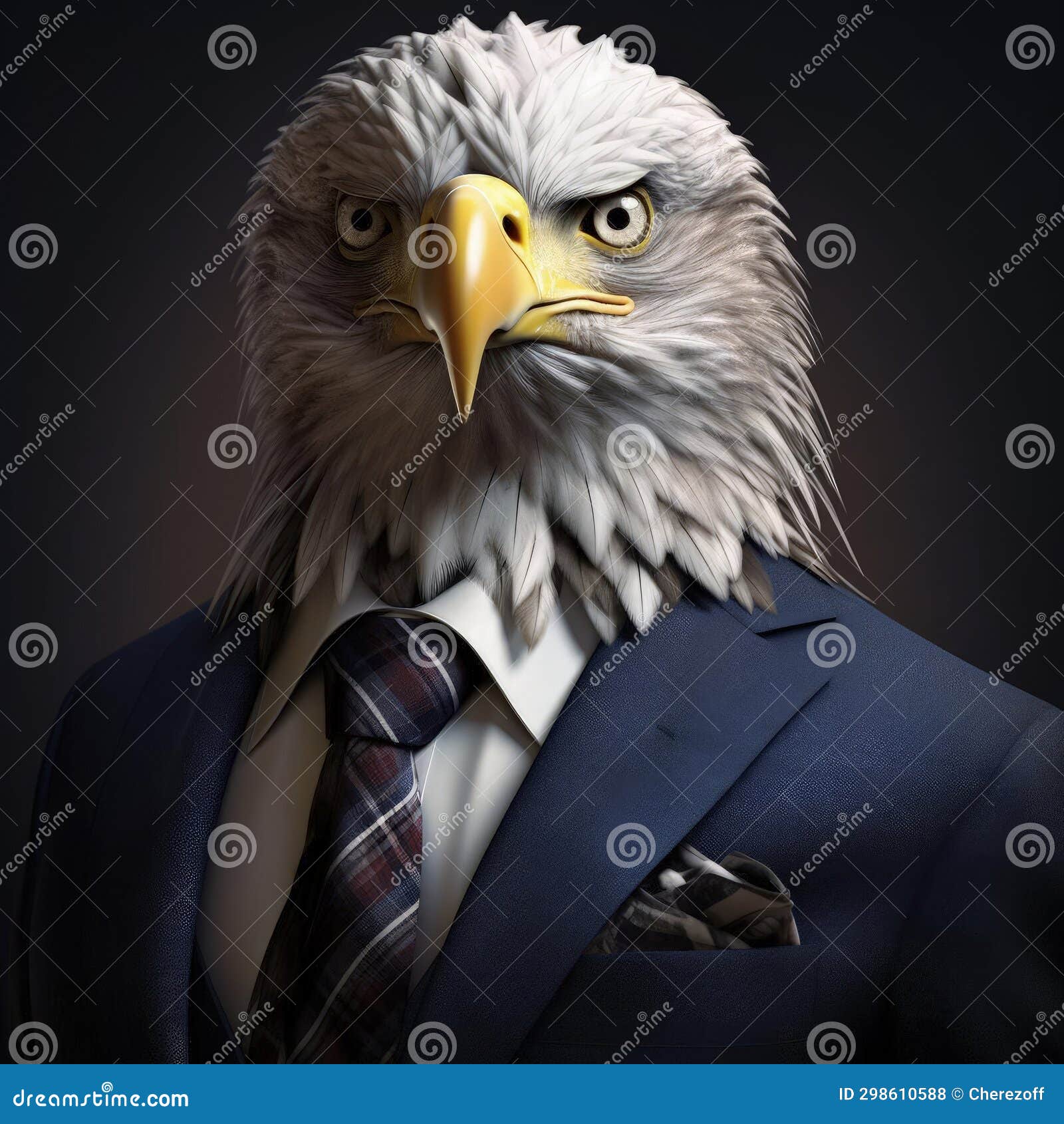 Eagle in suit and tie stock photo. Image of rounds, hawk - 298610588