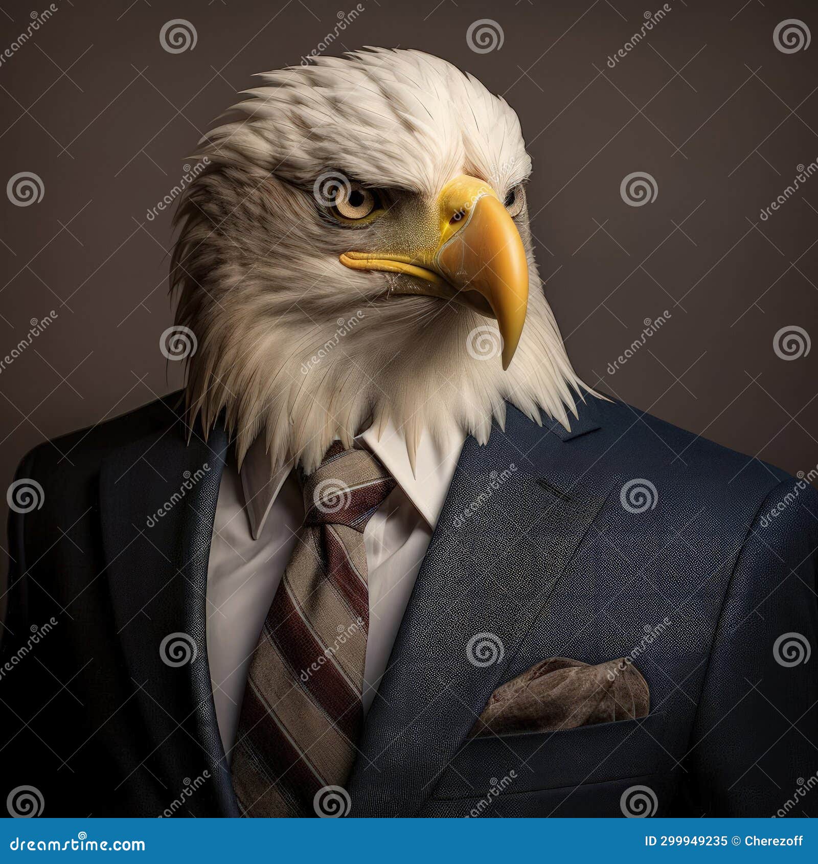 Eagle in suit and tie stock image. Image of bird, anthropomorphism ...