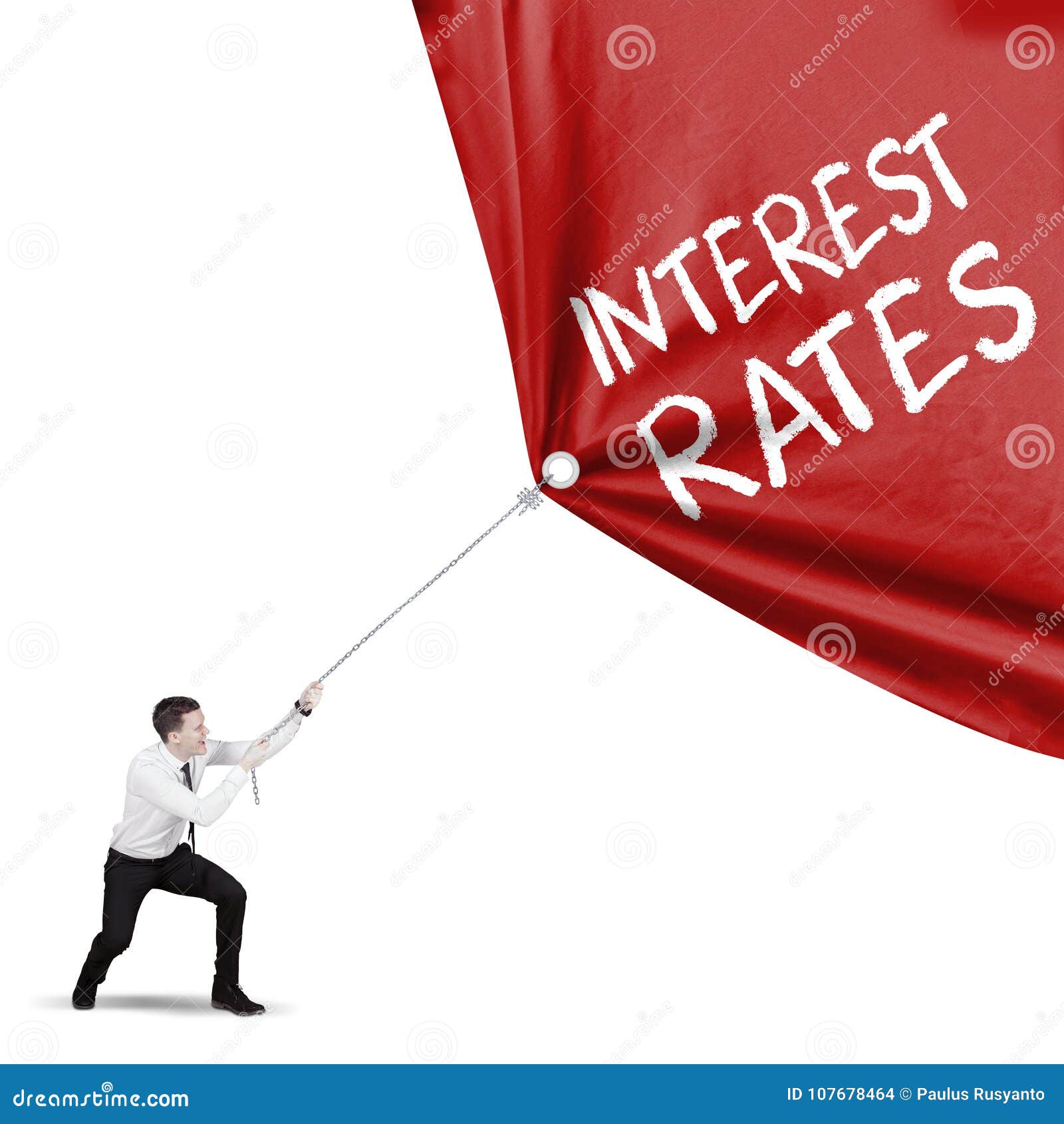 American Entrepreneur Pulling Text of Interest Rates Stock Photo ... American Entrepreneur Pulling Text of Interest Rates Stock Photo ...