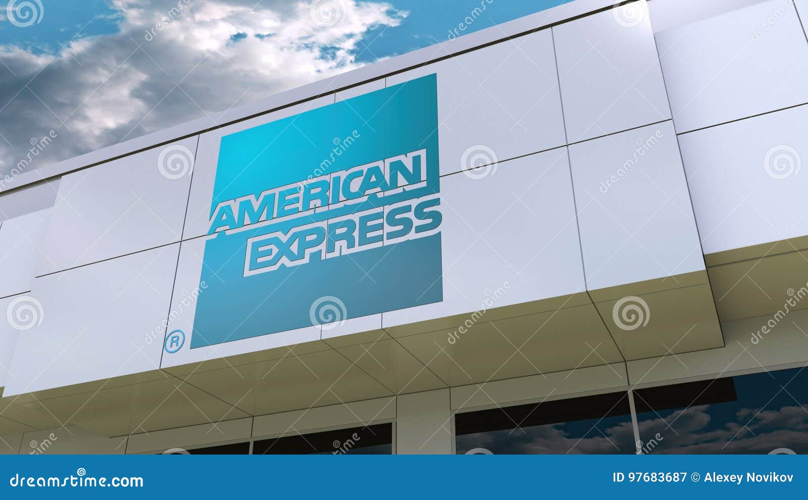 American Express Logo on the Modern Building Facade. Editorial 3D ...