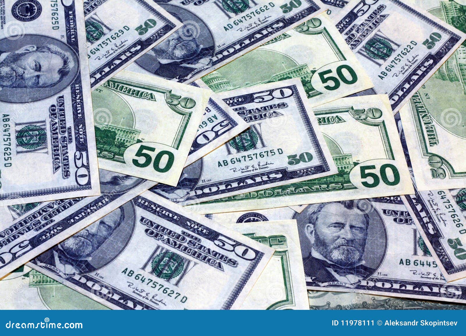 American Fifty Dollars Bank Notes Stock Image - Image of currency ...