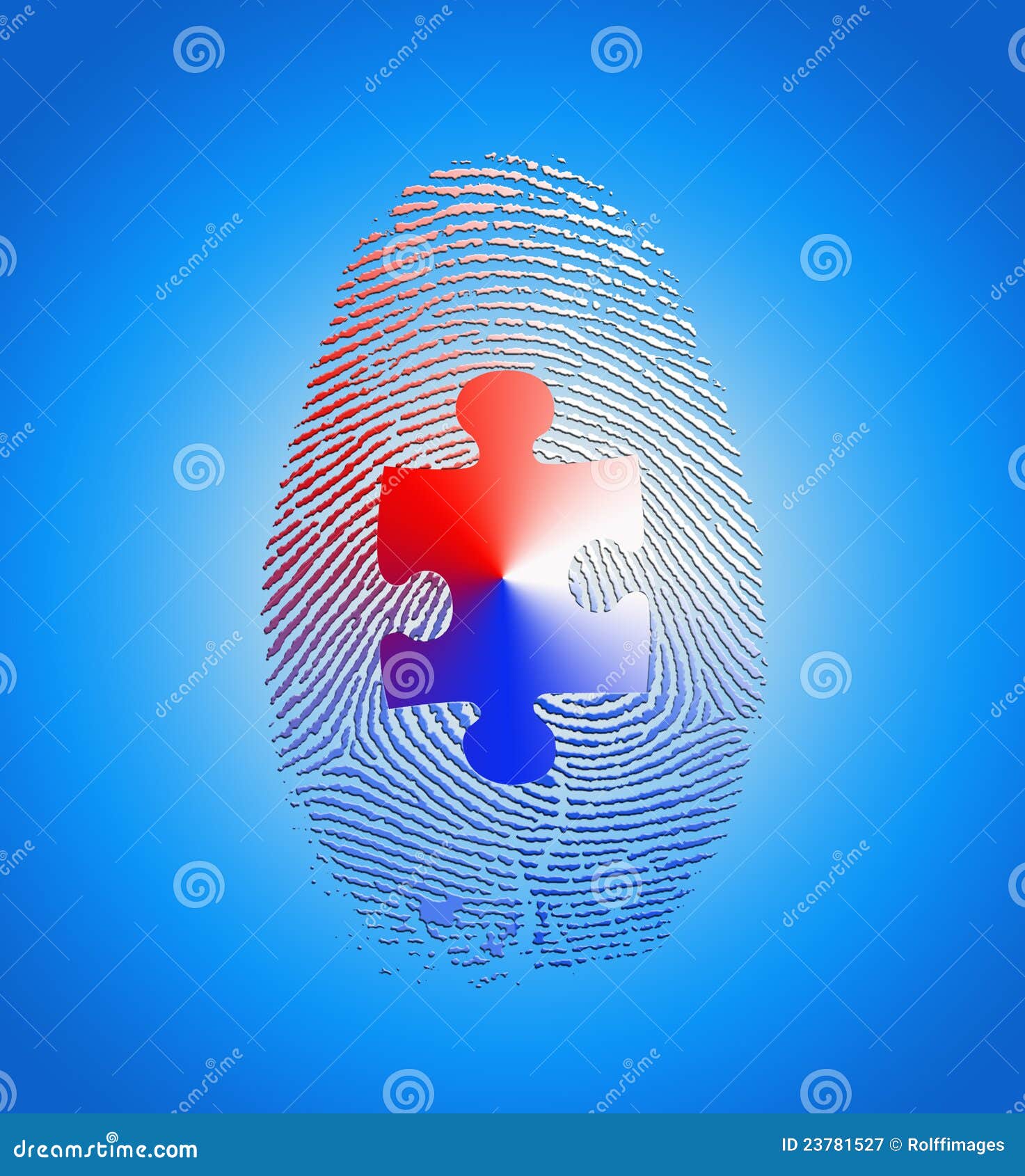 American Fingerprint with Puzzle Stock Illustration - Illustration of ...