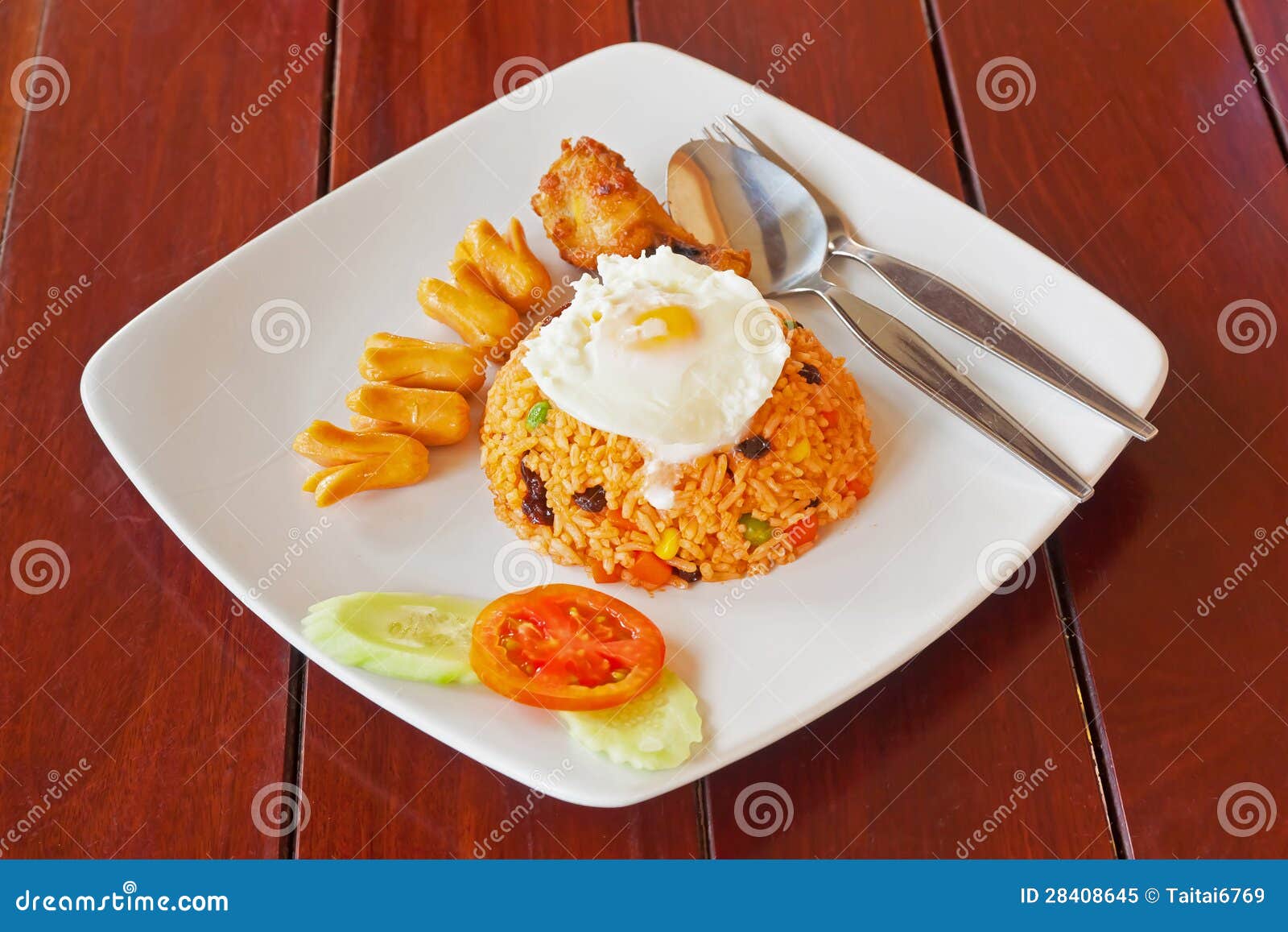 American Fire Rice on Wood Table Stock Image - Image of orleans ...