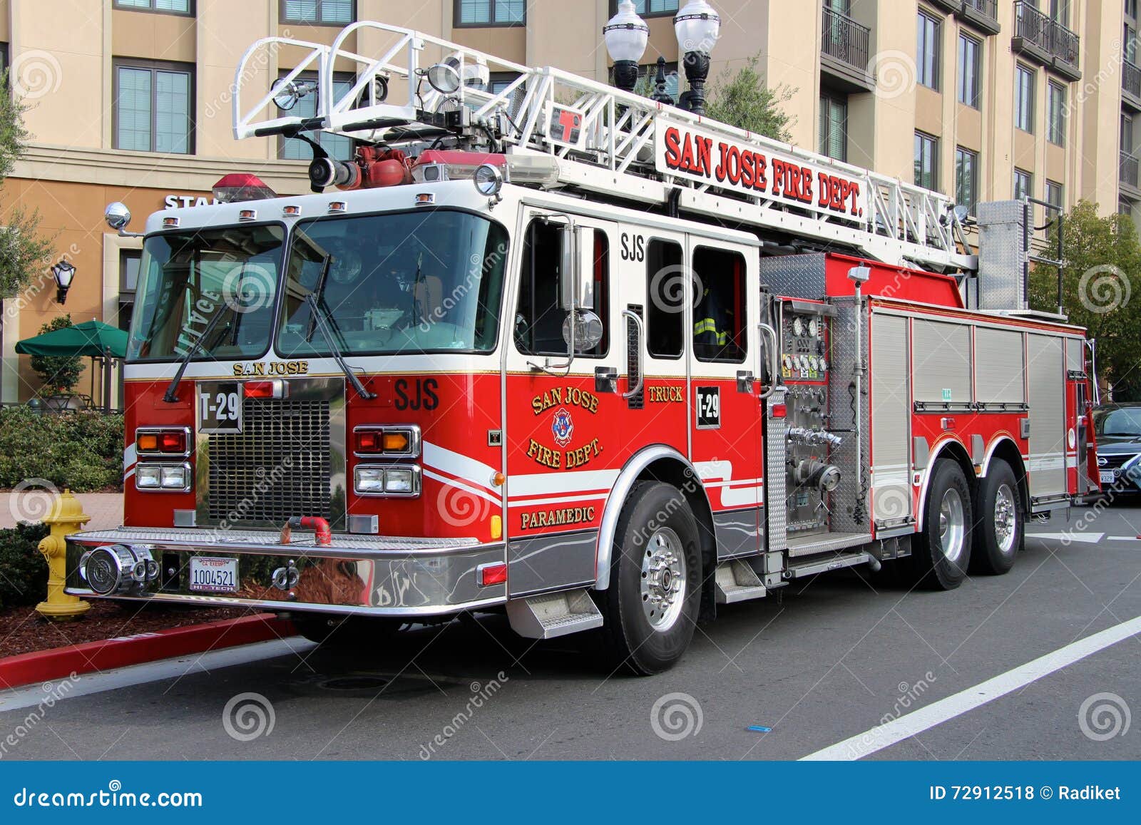 American Fire Truck Parked Near A Residential Building Editorial Stock