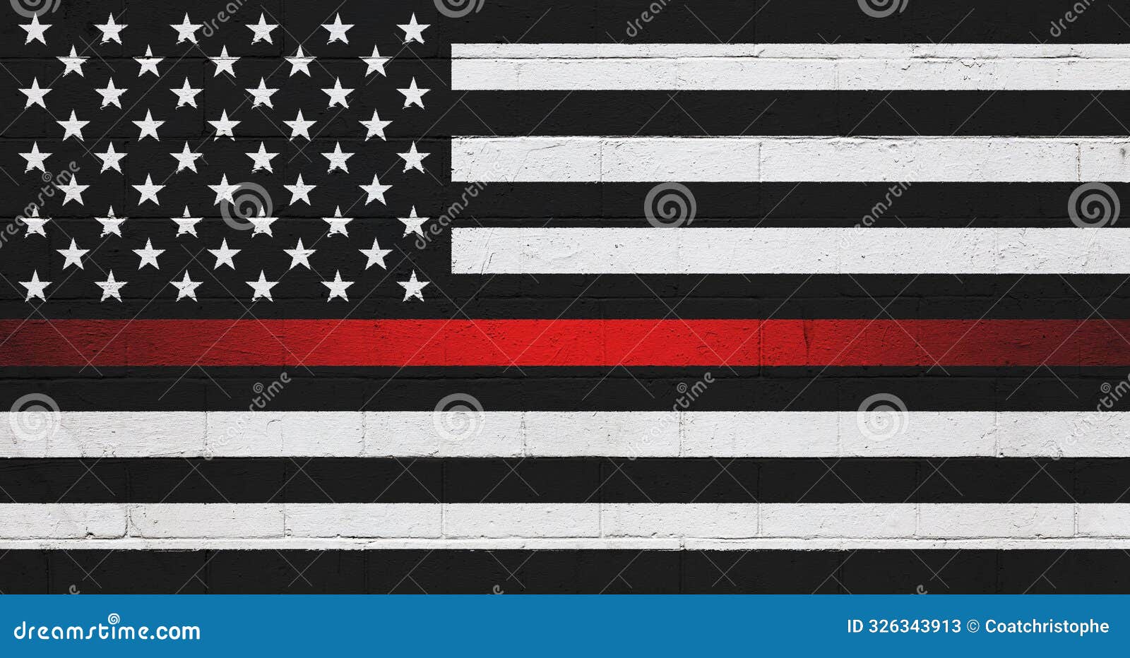 American Firefighter Support Flag Painted on a Wall Stock Image - Image ...