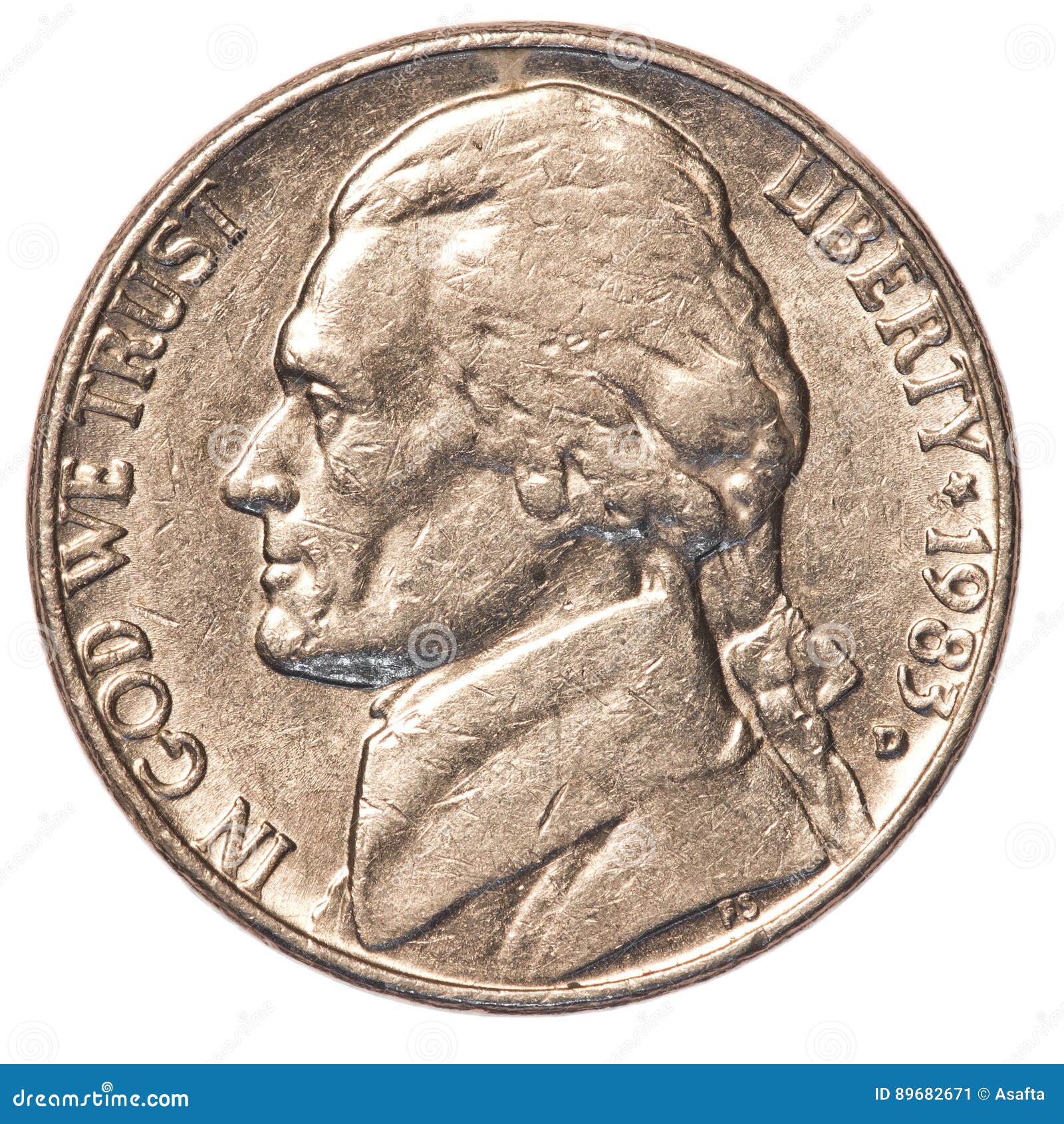American five cents coin stock image. Image of isolated - 89682671