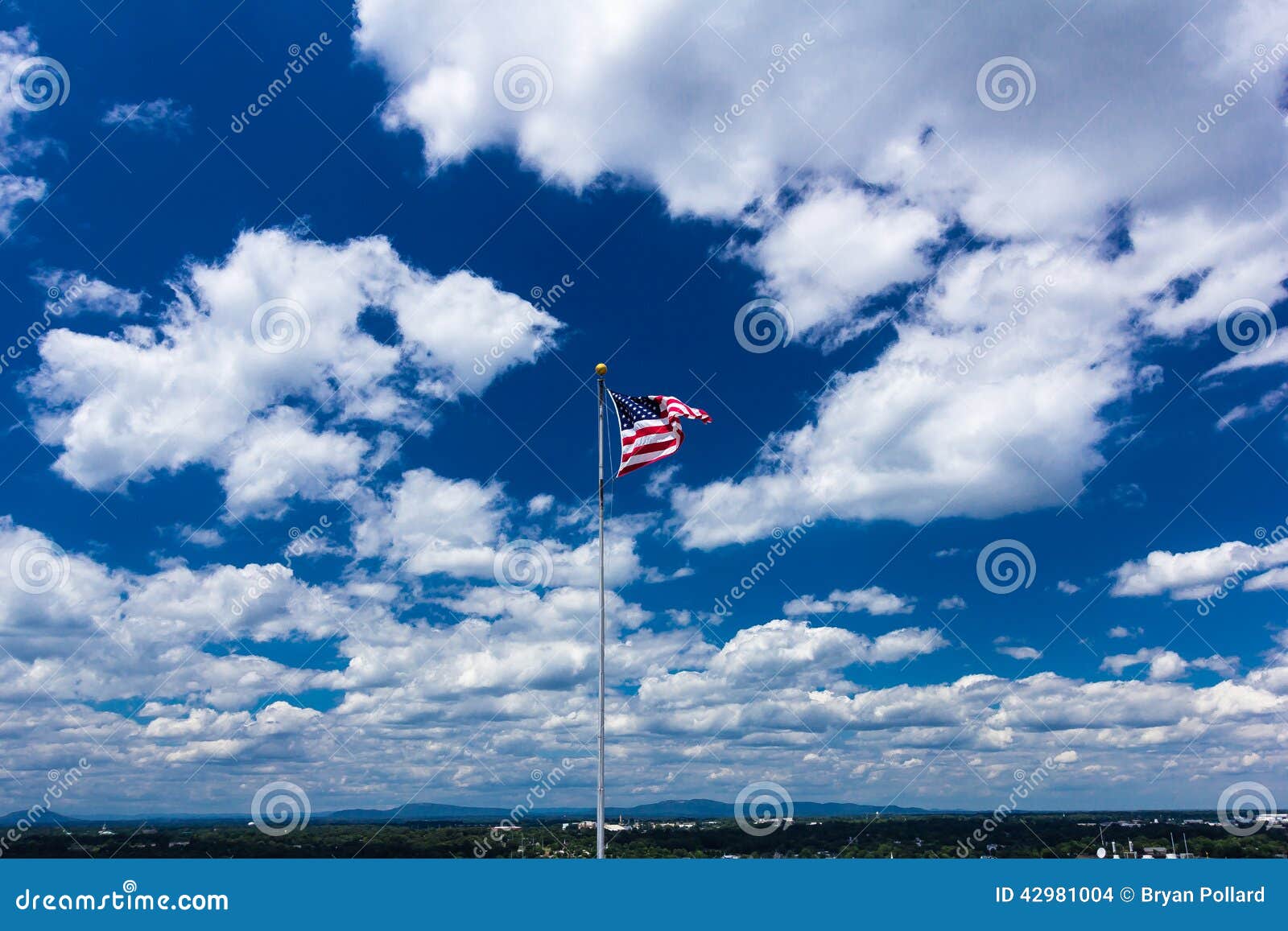 American Flag Against Blue Sky Stock Photo - Image of blue, states ...
