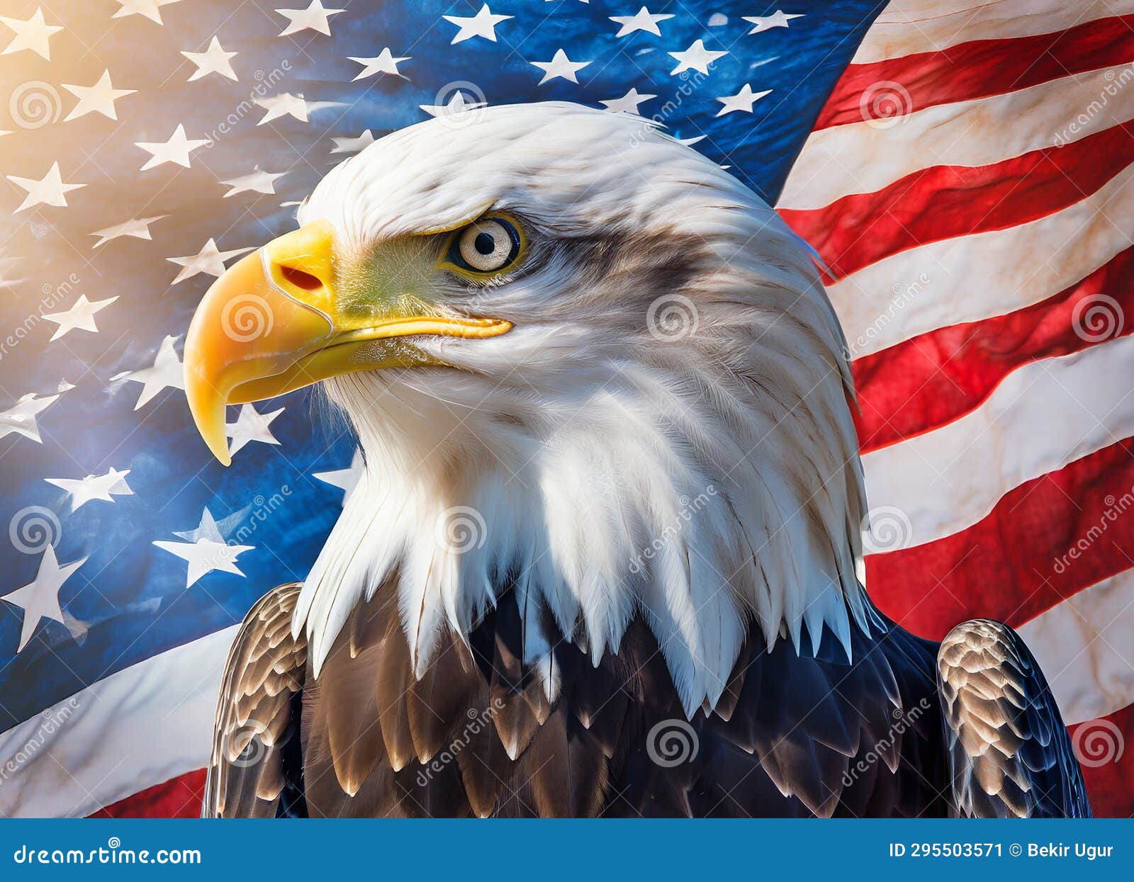American Flag with Bald Eagle Stock Image - Image of equal, bald: 295503571