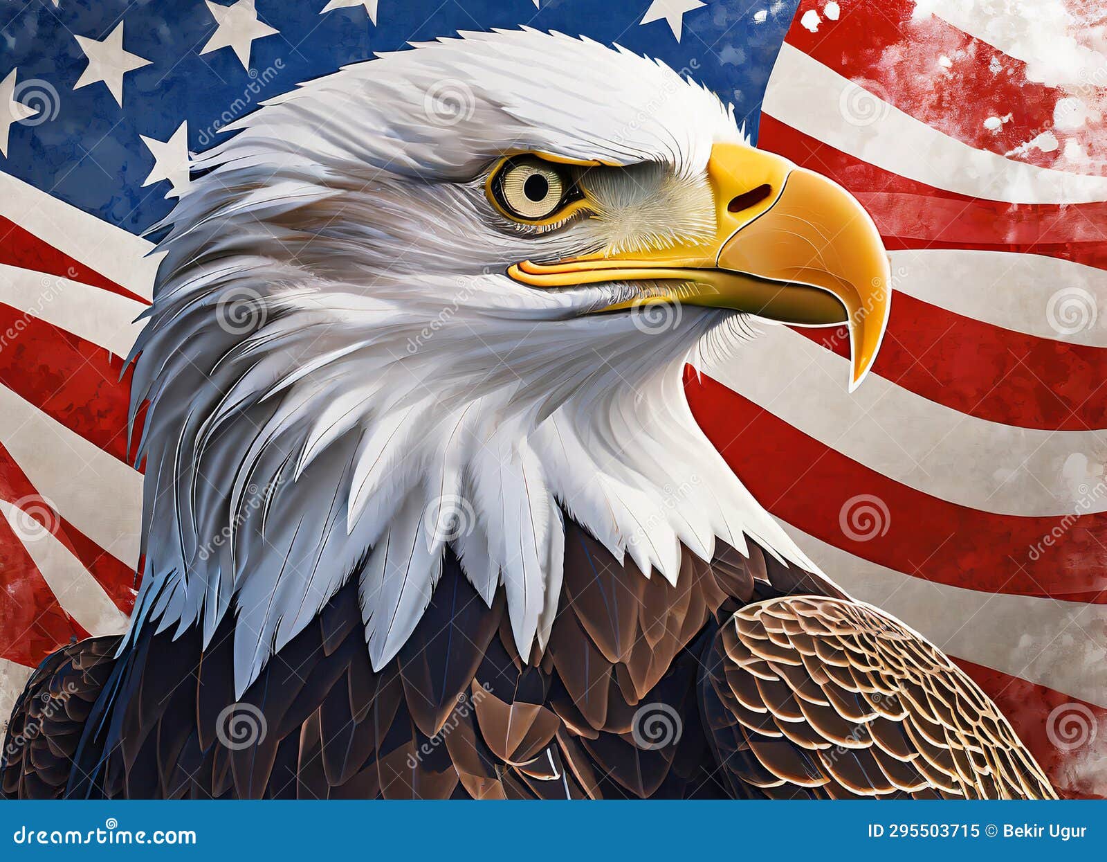 American Flag with Bald Eagle Stock Image - Image of beak, flag: 295503715