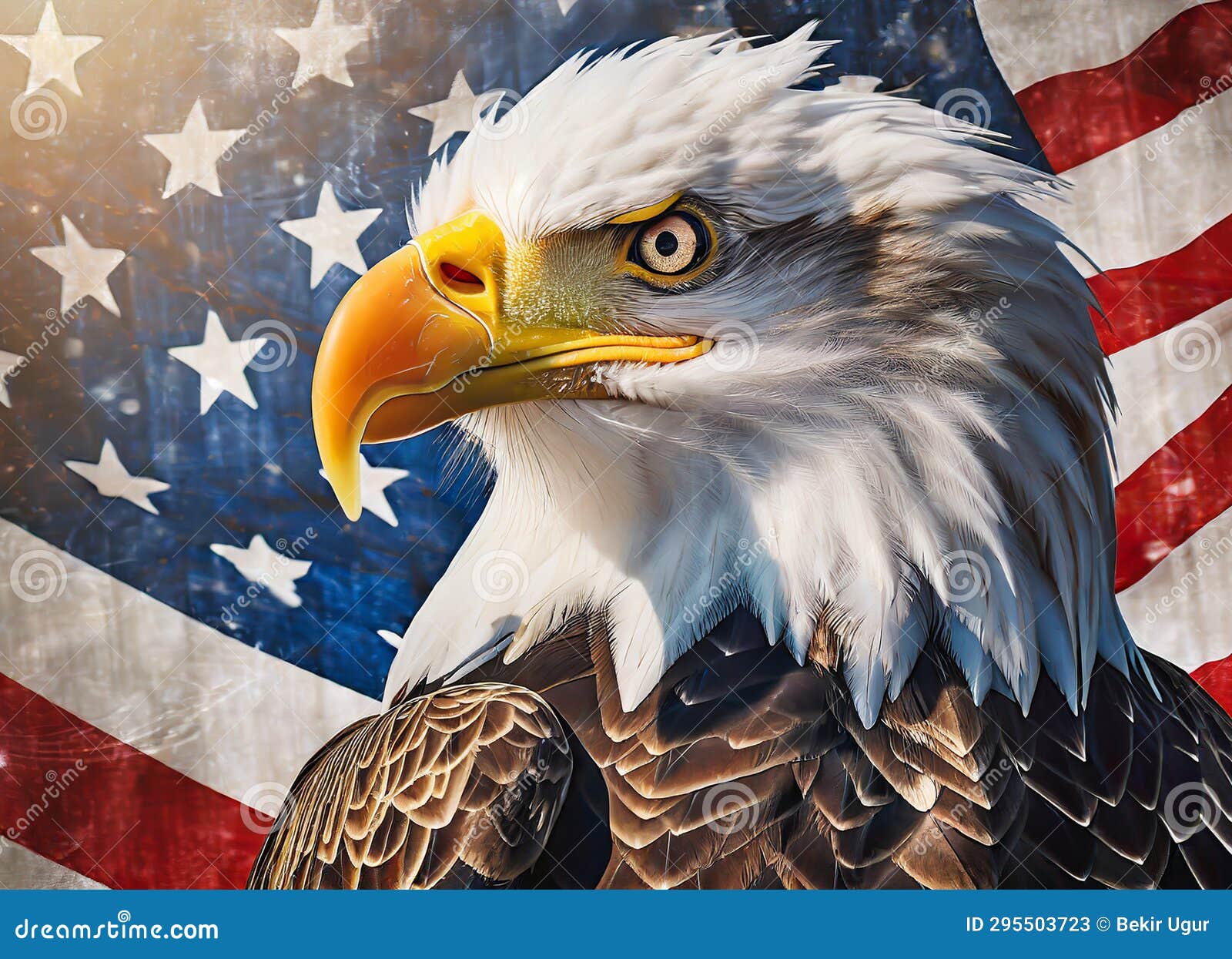 American Flag with Bald Eagle Stock Image - Image of falcon ...