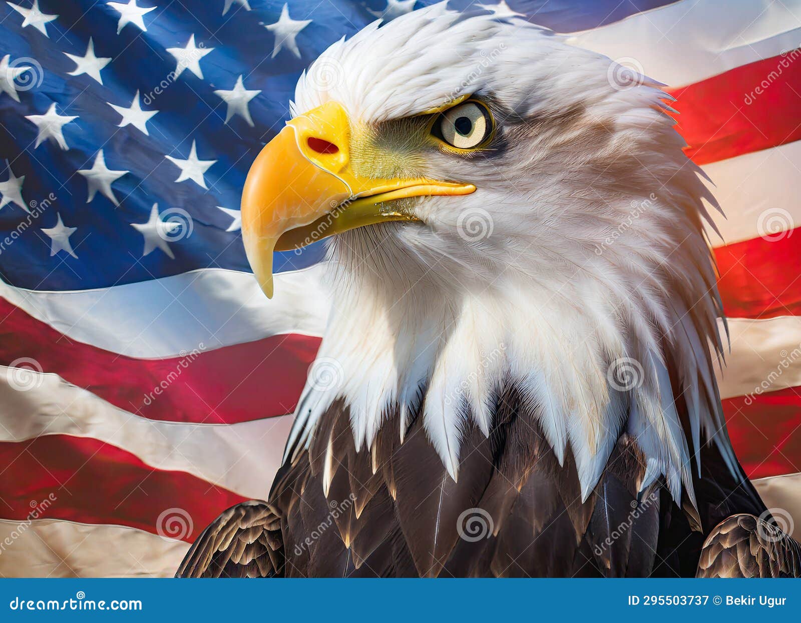 American Flag with Bald Eagle Stock Image - Image of wing, democracy ...