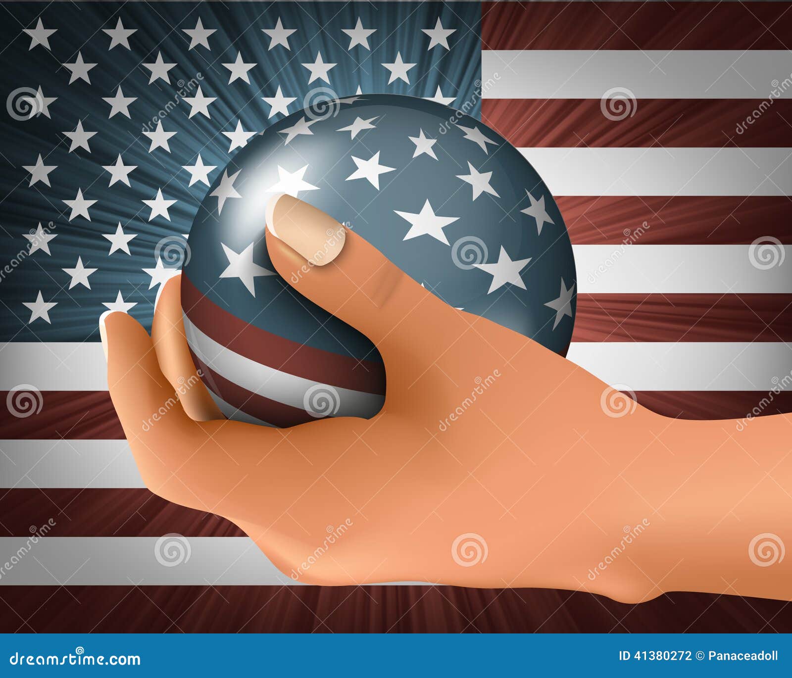 American Flag with the Ball Stock Vector - Illustration of sticker ...