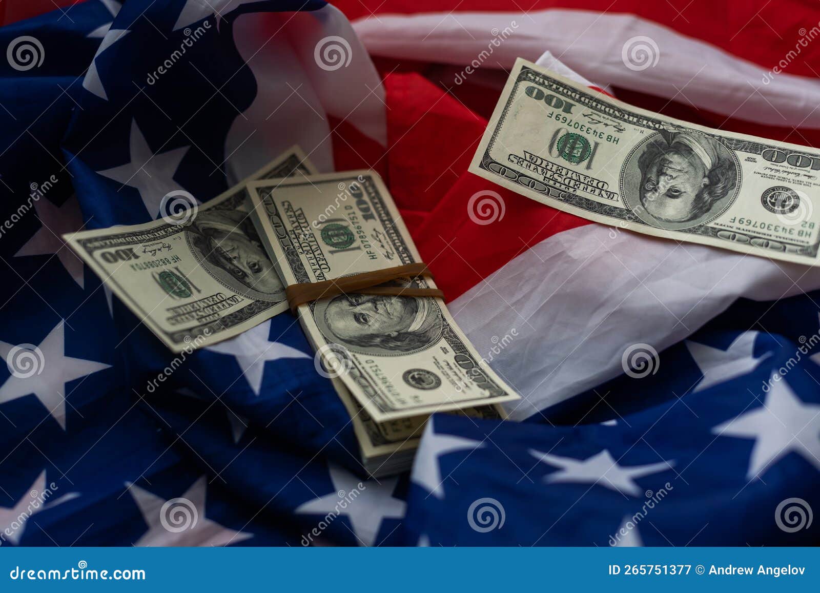 American Flag and Banknotes Dollar Stock Image - Image of wealth, cash ...