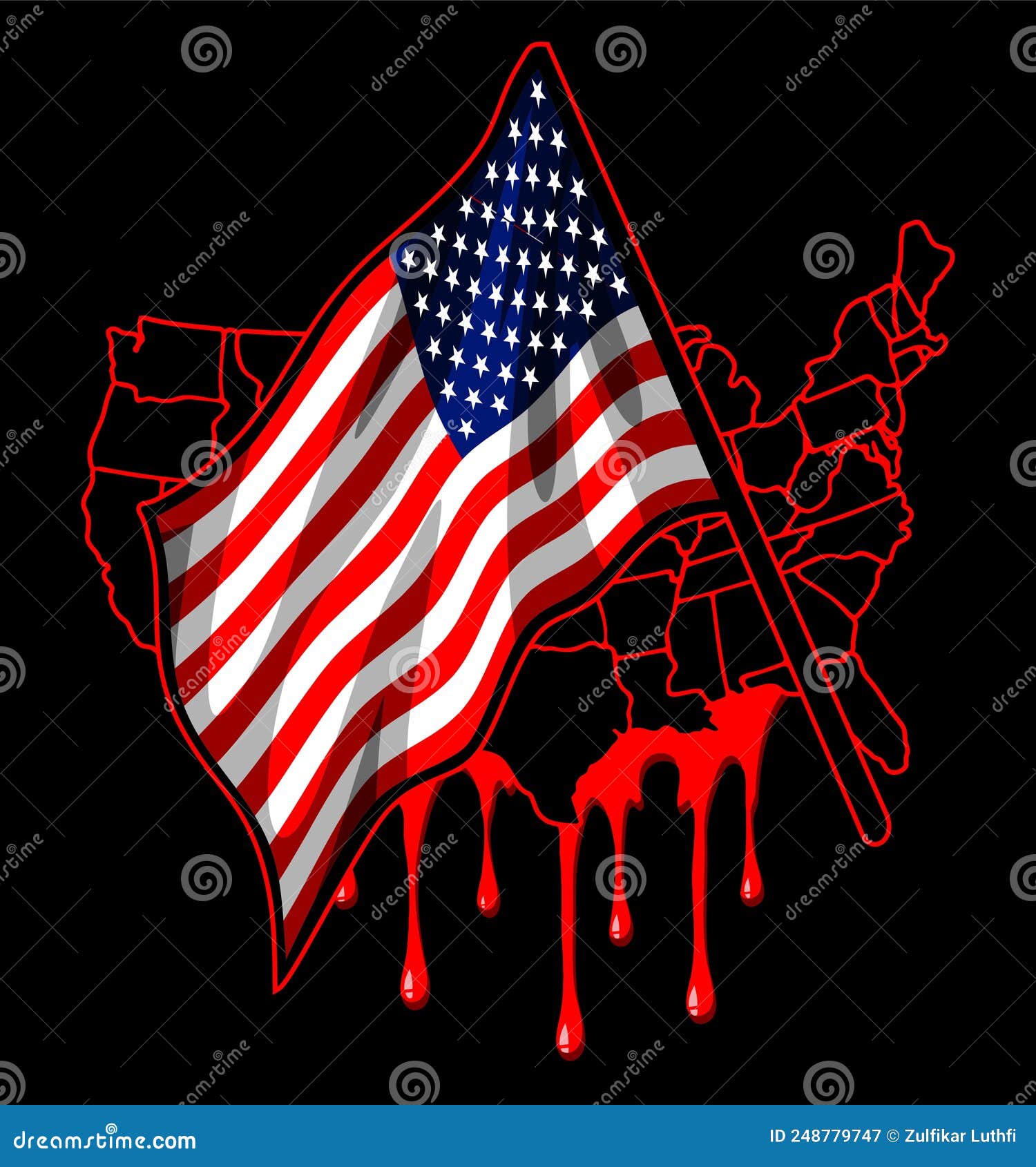 American flag and map stock vector. Illustration of independence ...