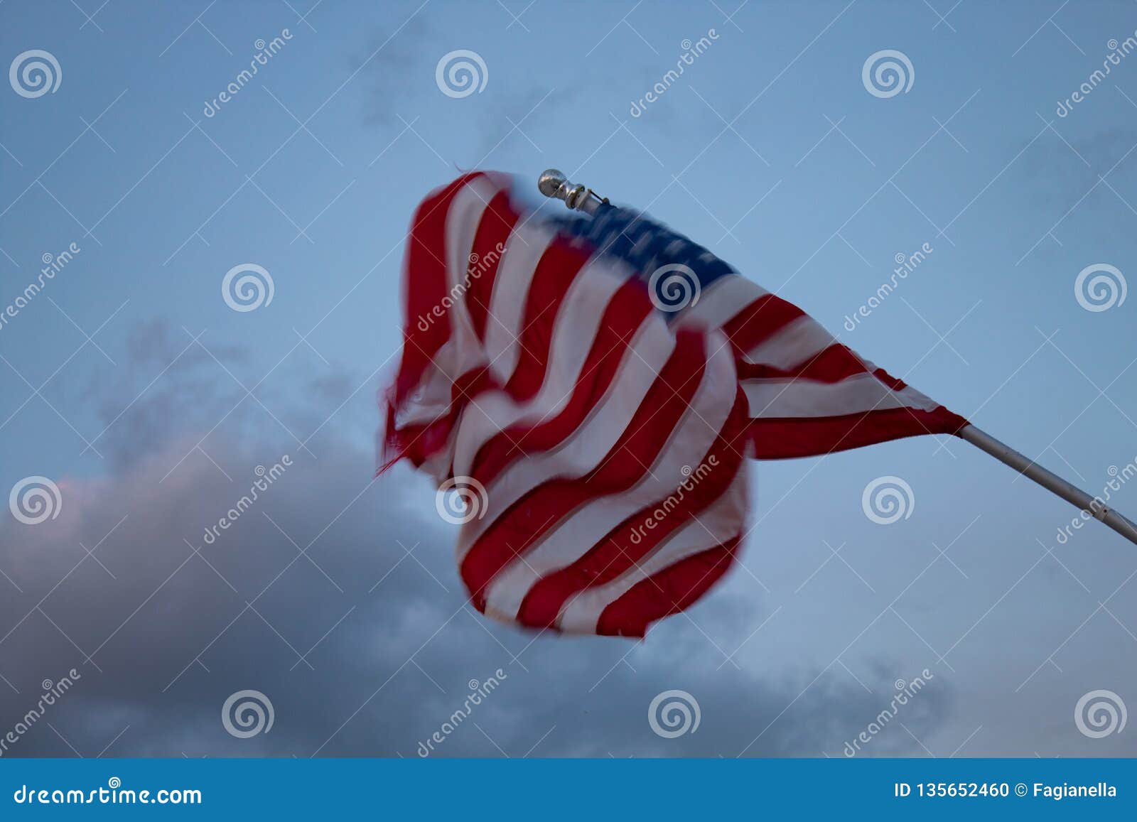 American Flag Blowing in the Wind: Blurred Flag Caused by Motion Stock ...