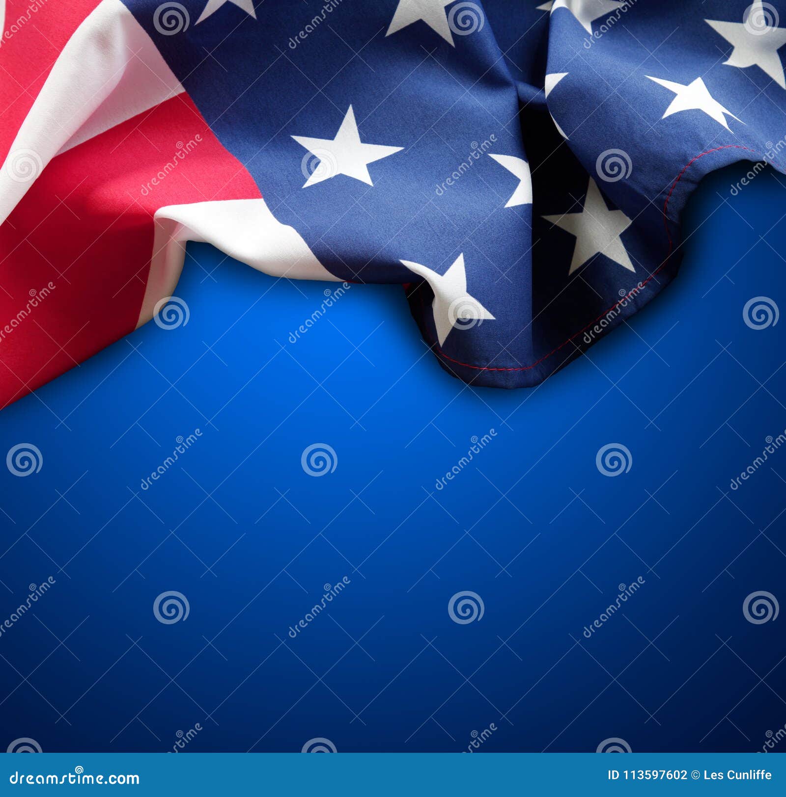 American flag on blue stock photo. Image of symbol, macro - 113597602