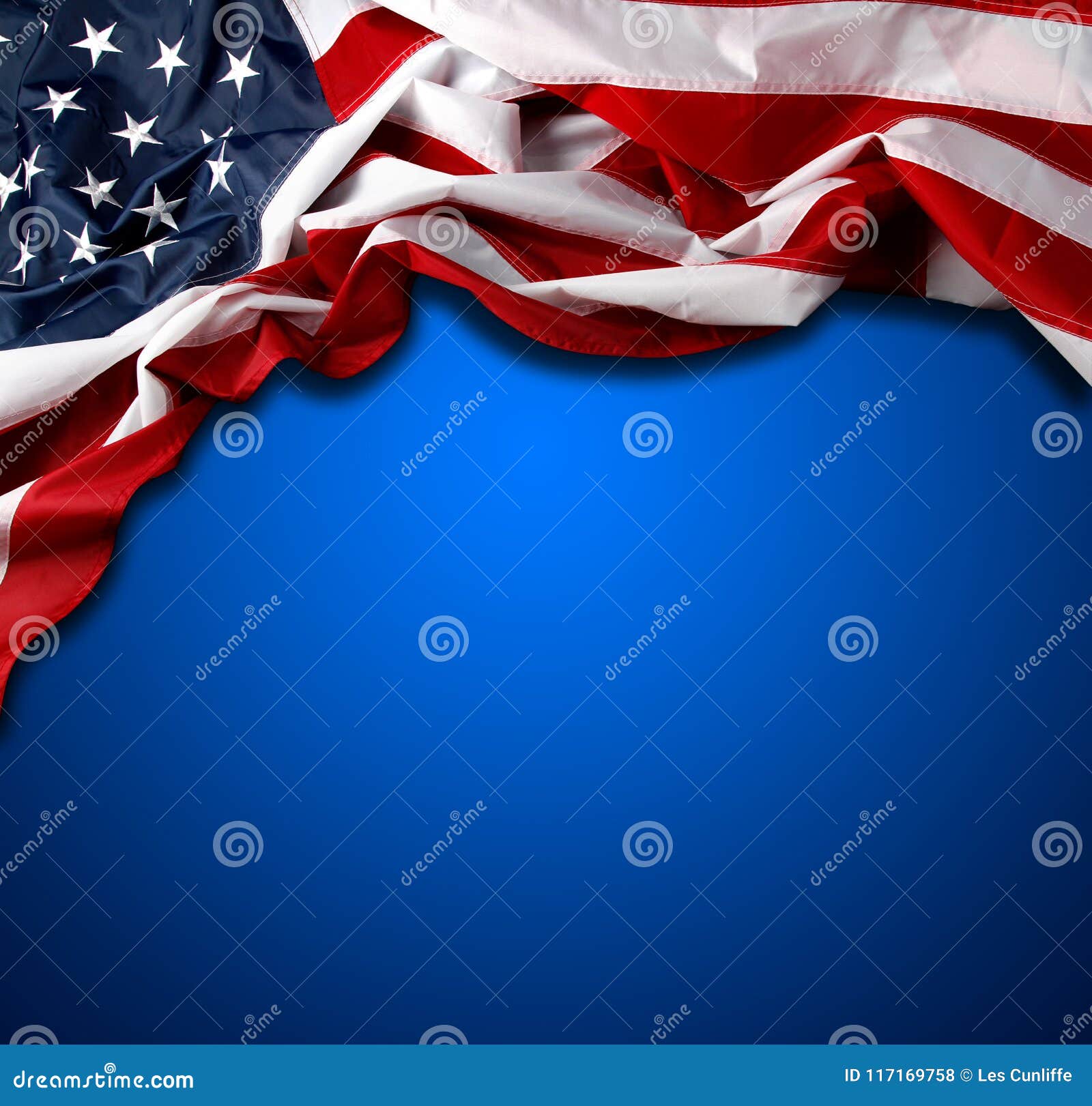 American flag on blue stock photo. Image of patriot - 117169758