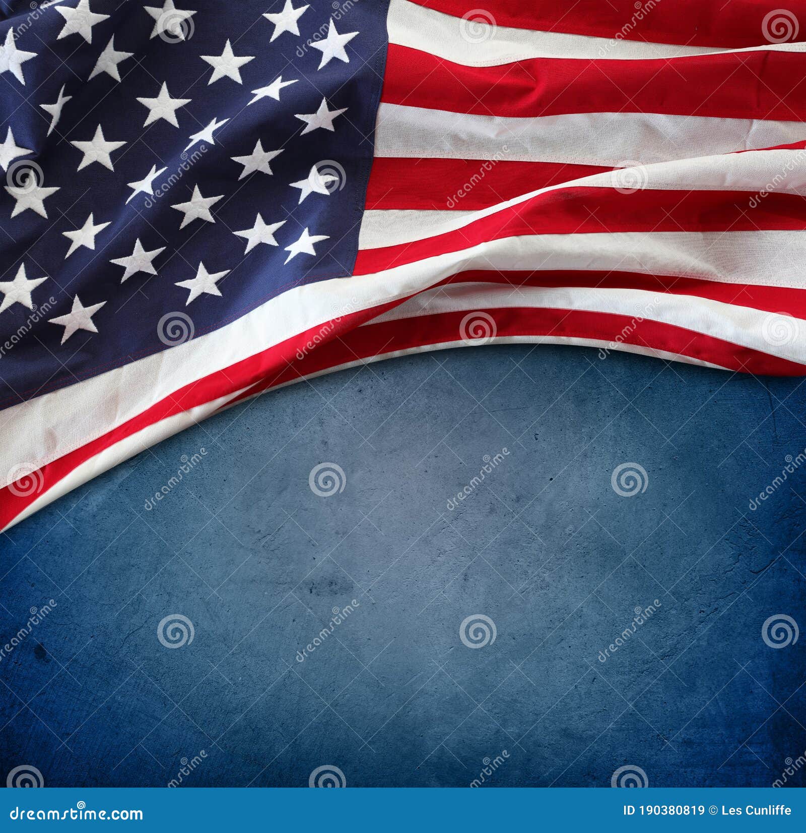 American flag on blue stock image. Image of rippled - 190380819