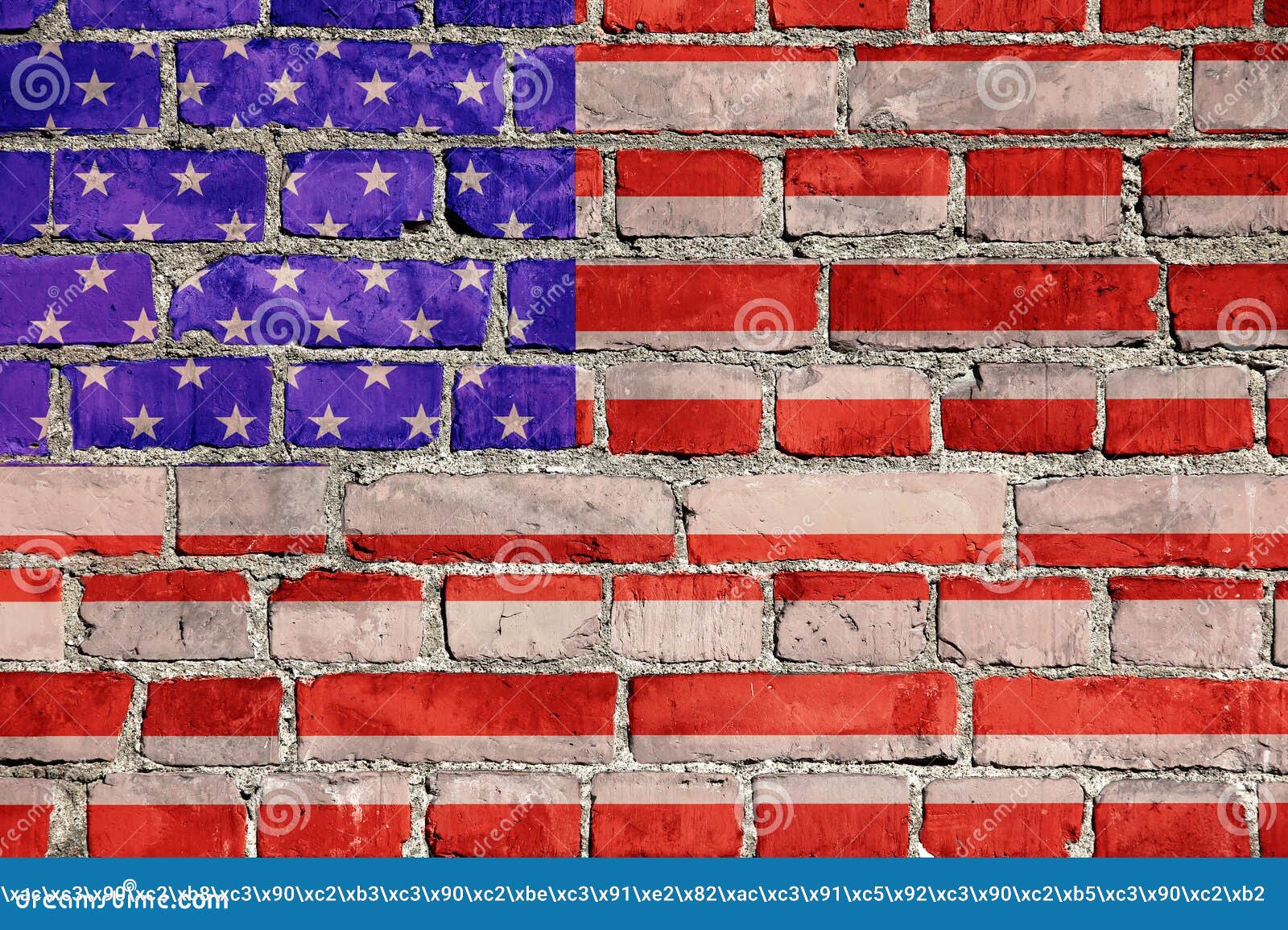 American flag on brick stock photo. Image of retro, american - 189929734