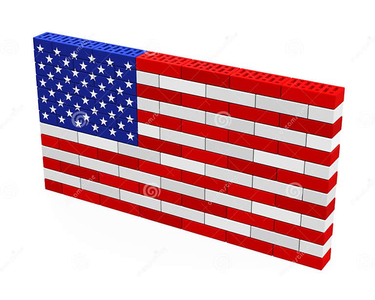 American Flag Brick Wall Isolated Stock Illustration Illustration Of