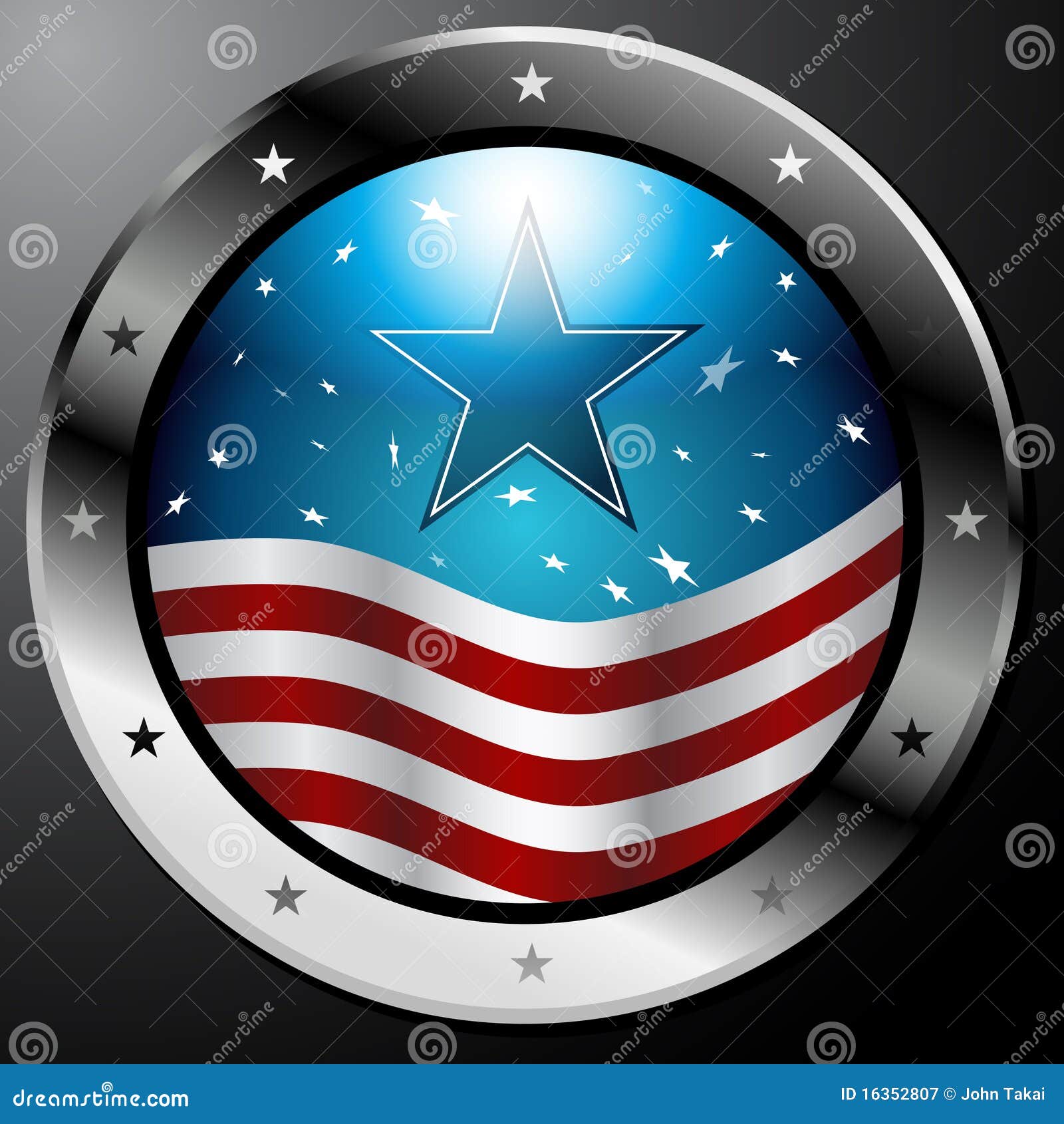 American Flag Button stock vector. Illustration of chrome - 16352807