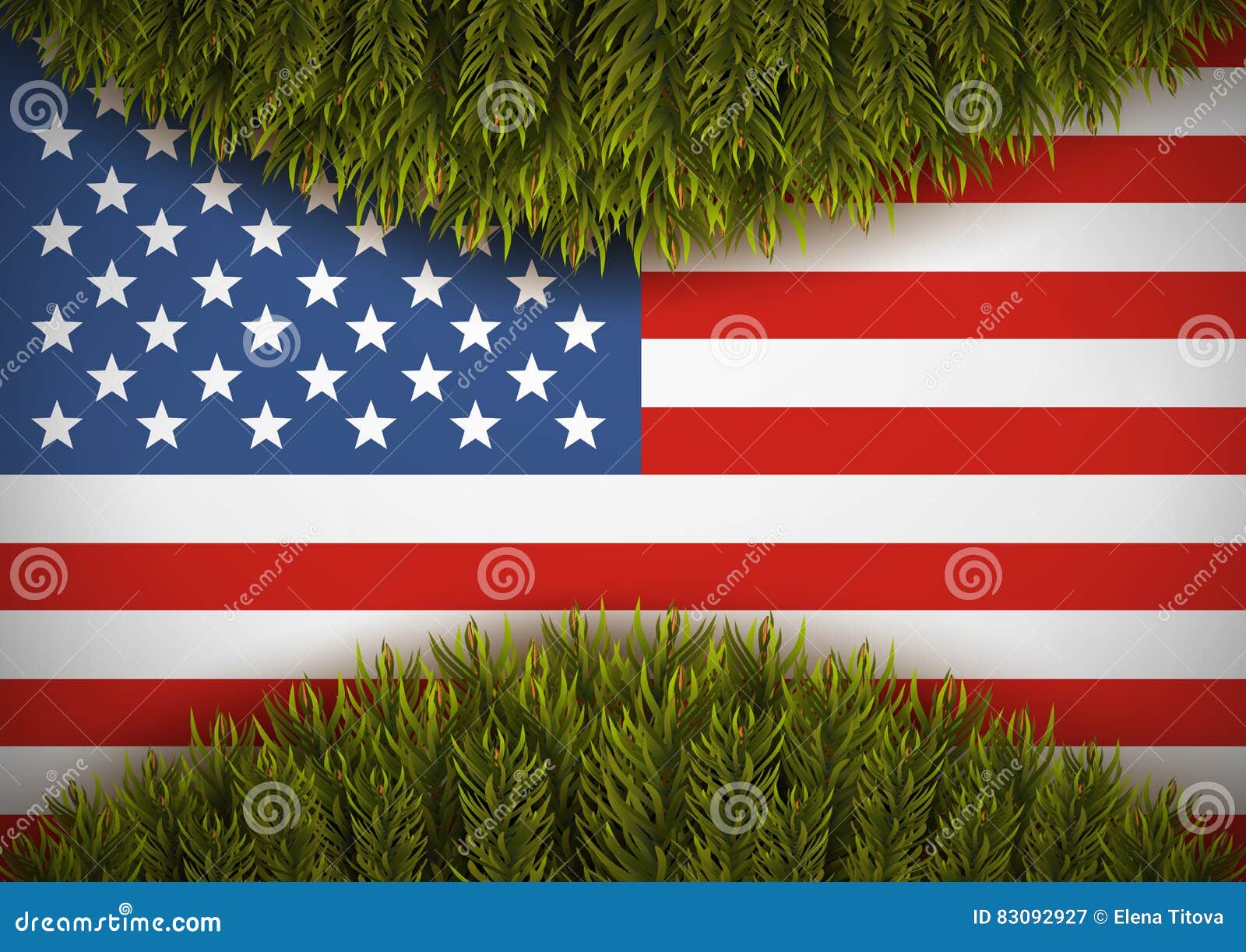 American Flag and Christmas Tree. Greeting Card Stock Vector ...