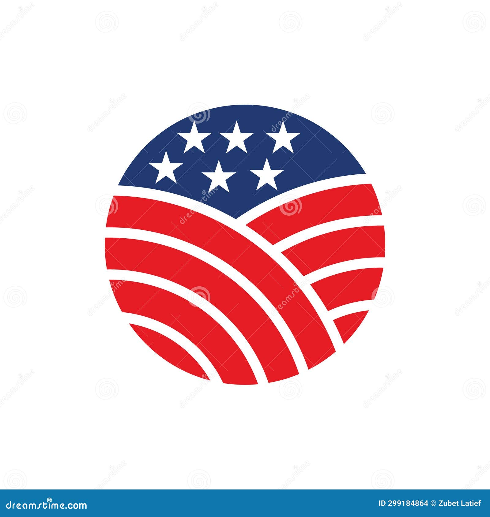 American Flag Circle with Farm Nature Abstract Logo Design, Flat Vector ...