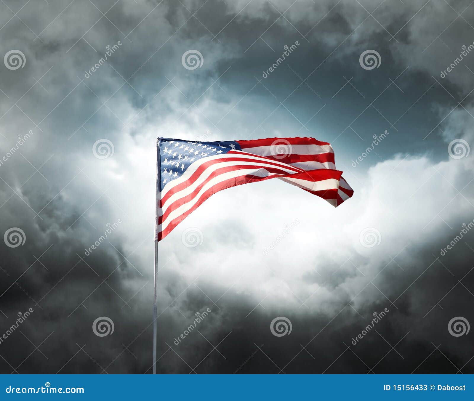 American Flag on a Cloudy Dramatic Sky Stock Image - Image of united ...