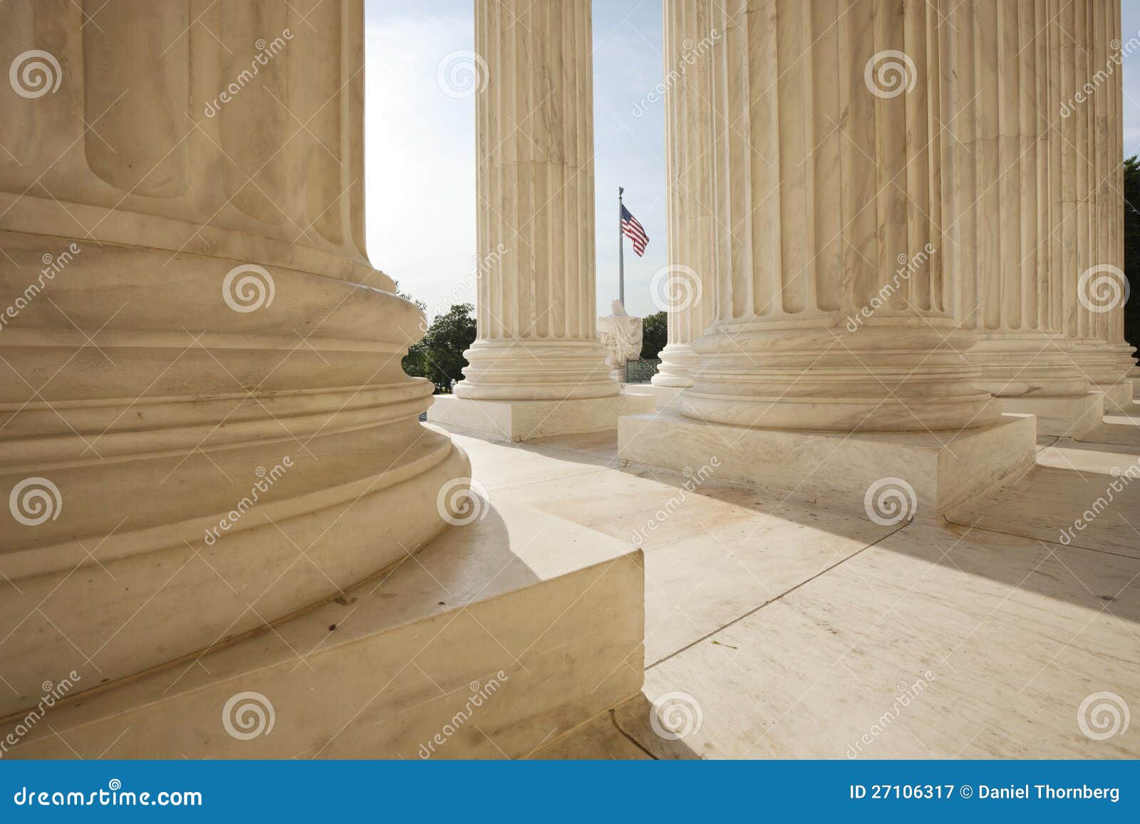American Flag between Columns of Supreme Court Stock Image - Image of ...