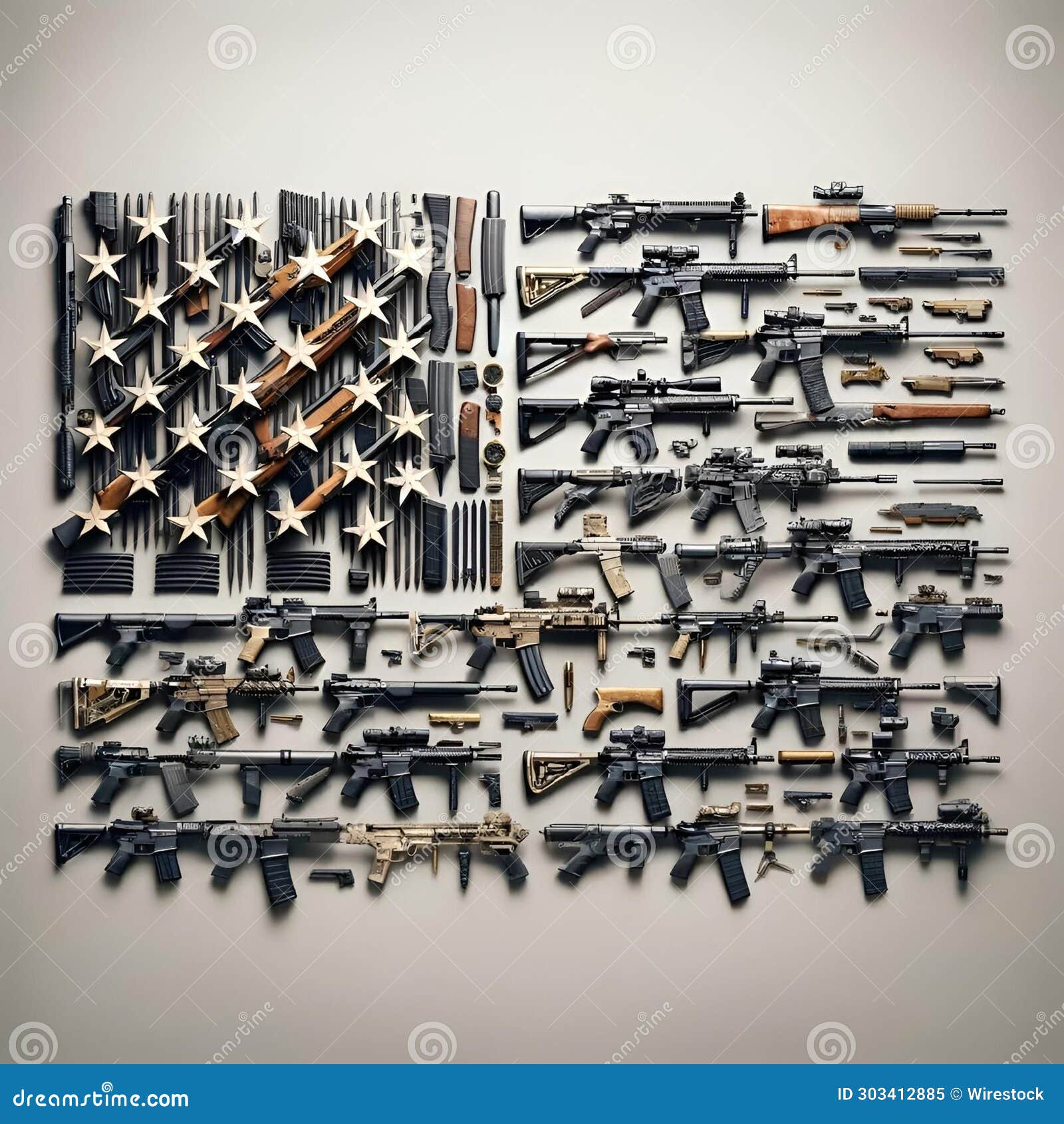 American Flag Composed of Various Firearms and a Flag, Surrounded by a ...