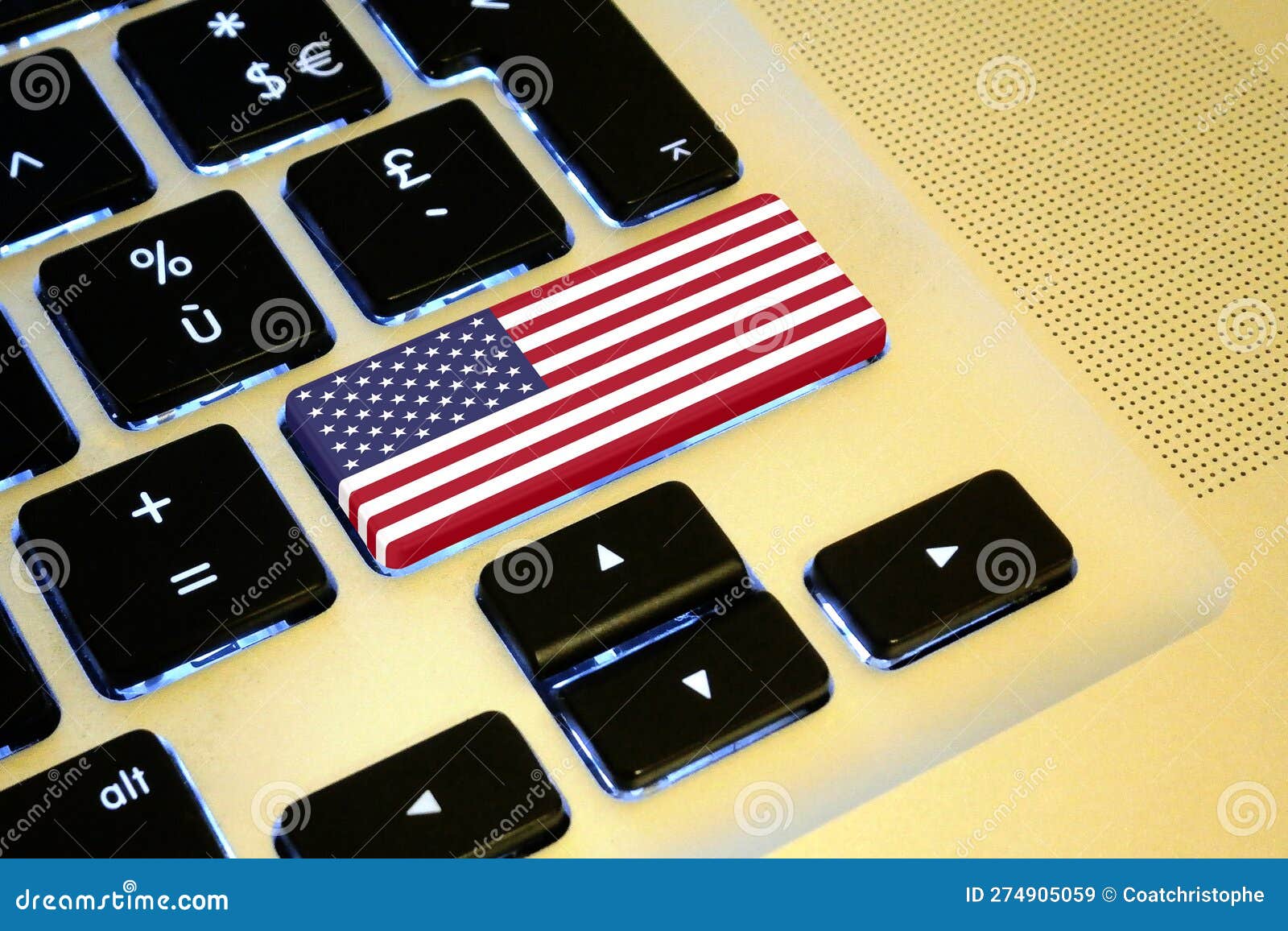 American Flag on Computer Key Stock Image - Image of digital, button ...