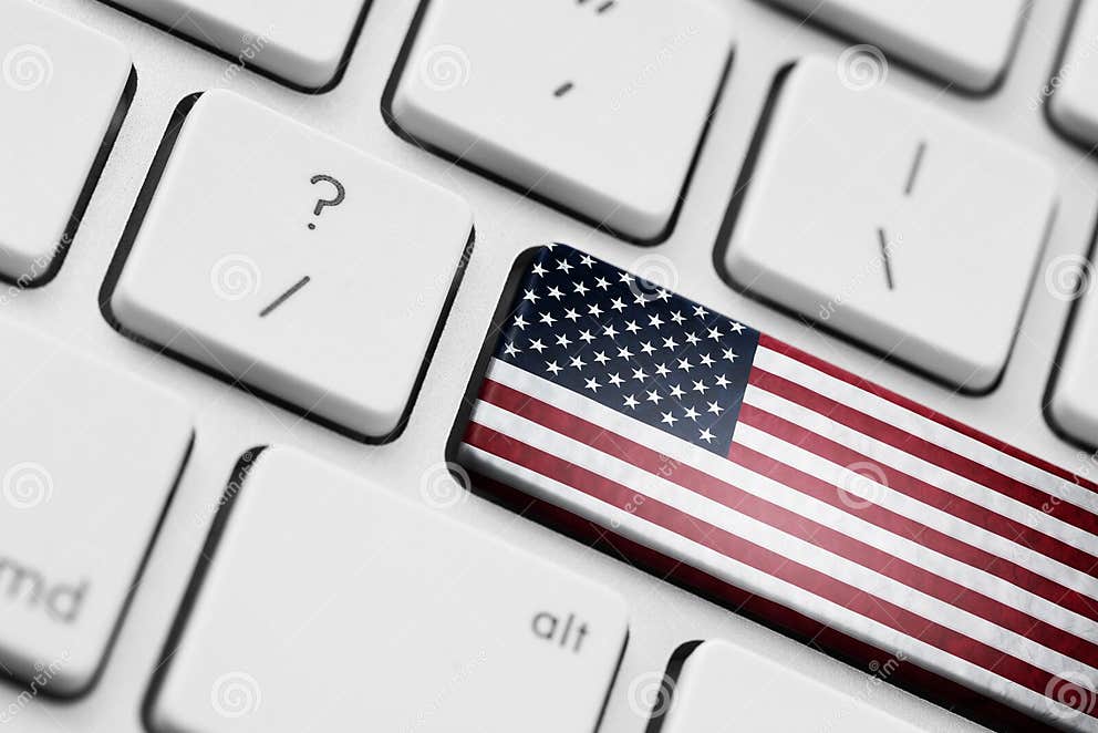 American Flag on Computer Key Stock Photo - Image of keys, america ...