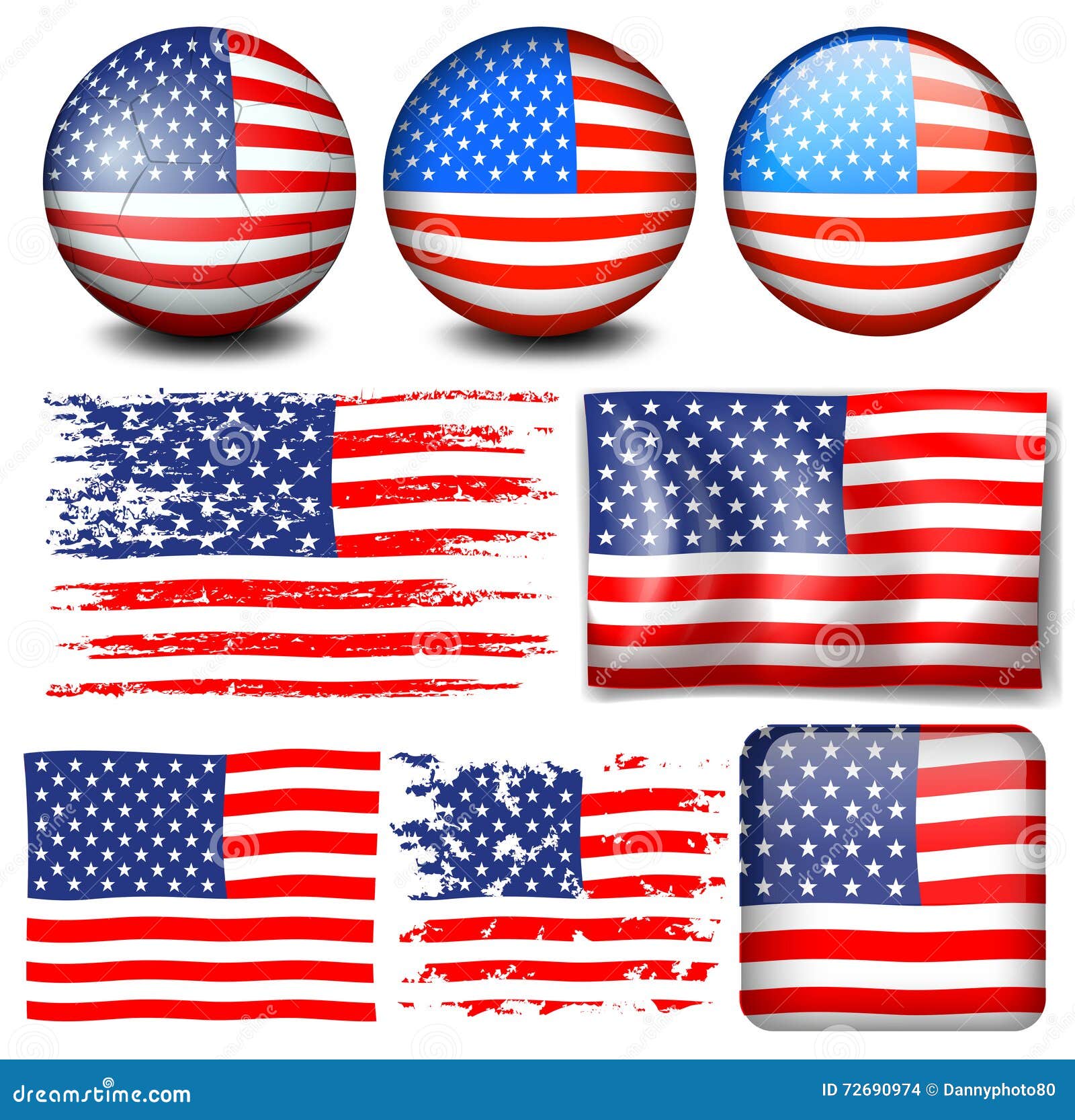 American Flag In Different Designs Stock Vector - Image: 72690974